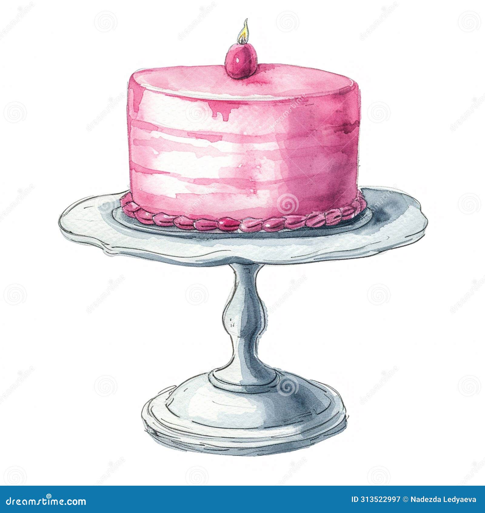 Retro Cartoon Cake on Stand. Stock Illustration - Illustration of ...
