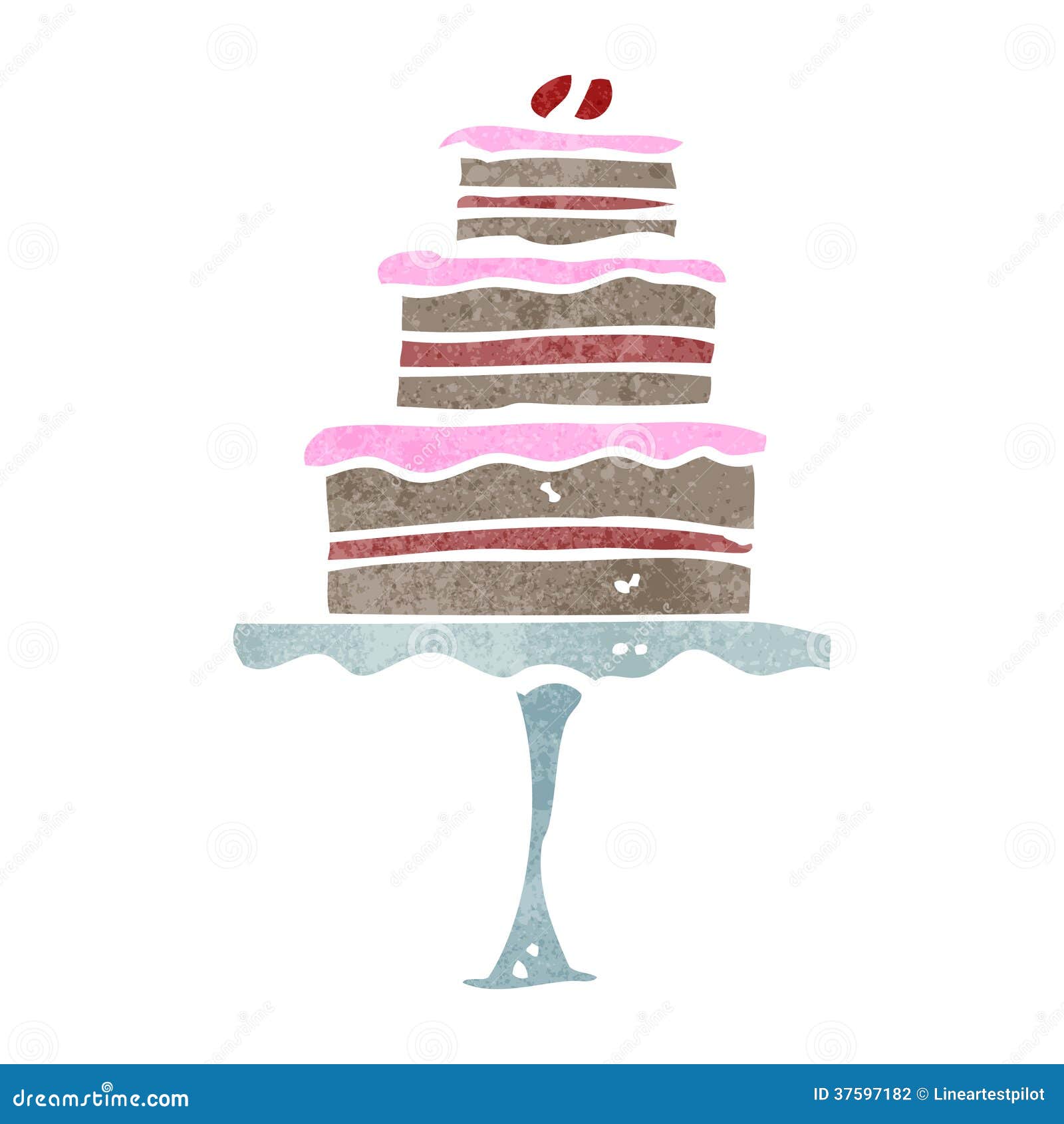 Retro Cartoon Cake on Stand Stock Illustration - Illustration of cake ...
