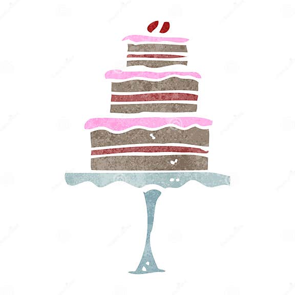 Retro Cartoon Cake on Stand Stock Illustration - Illustration of cake ...