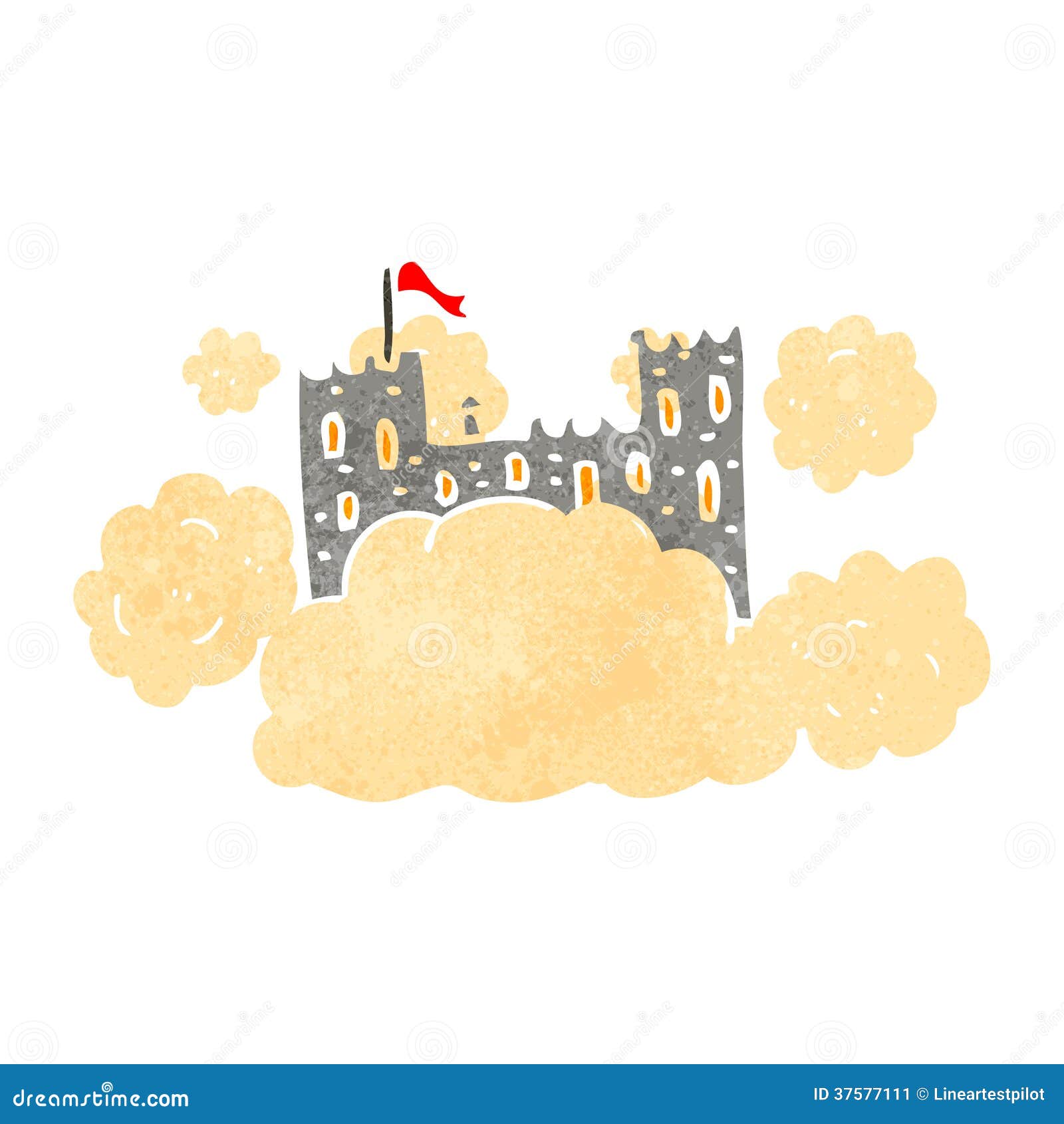 Retro Cartoon Castle on Cloud Stock Vector - Illustration of character ...