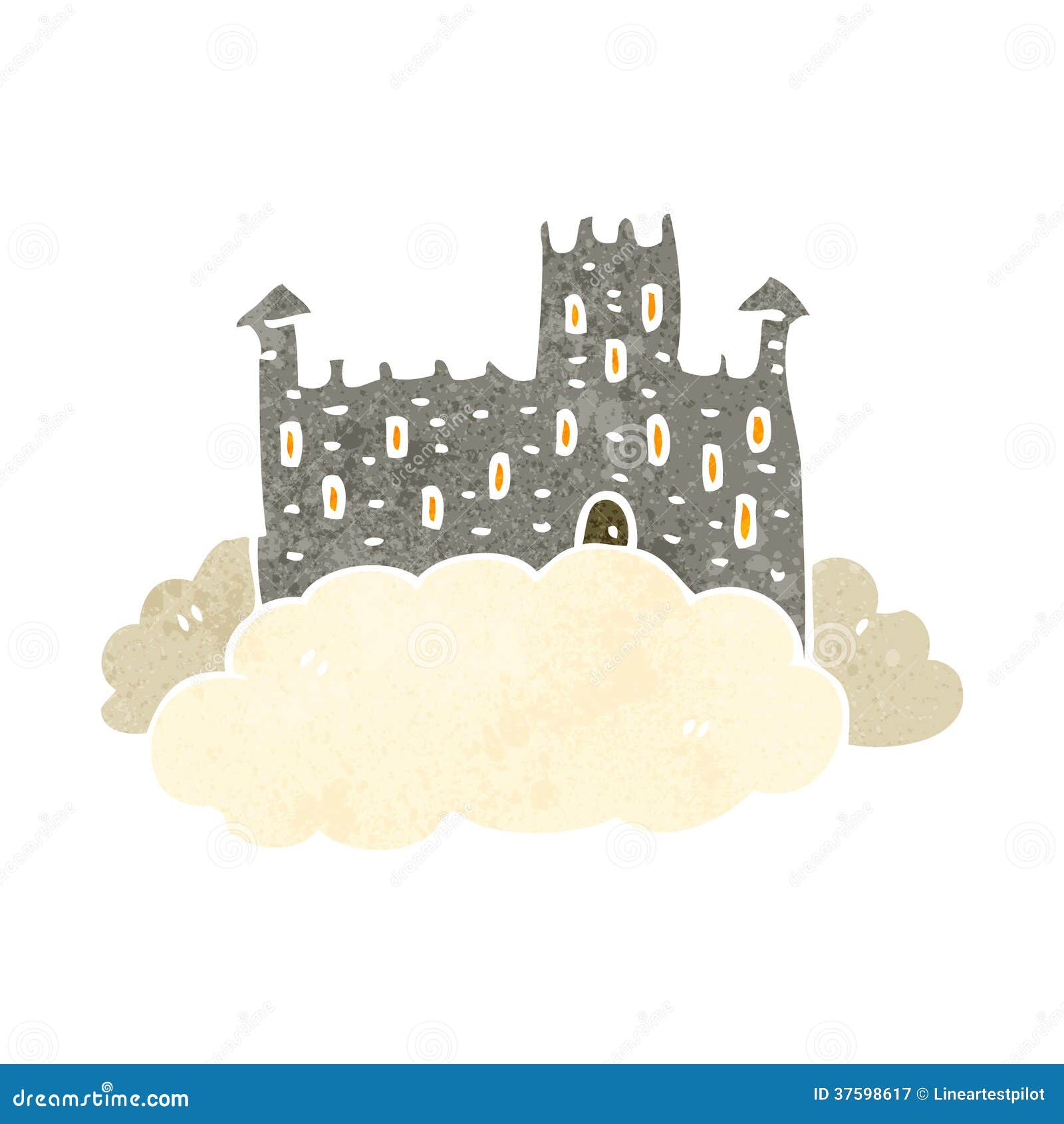 Retro Cartoon Castle on Cloud Stock Vector - Illustration of flying ...