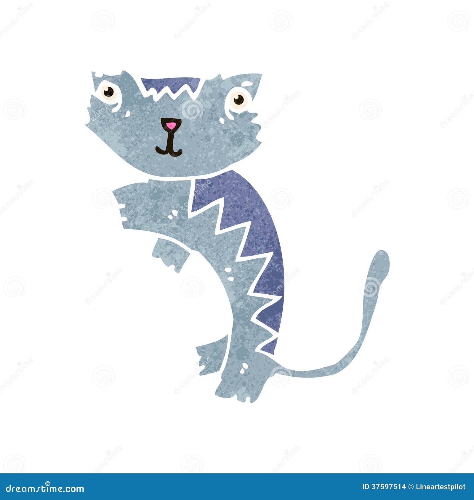 Retro cartoon cat stock illustration. Illustration of textured - 37597514