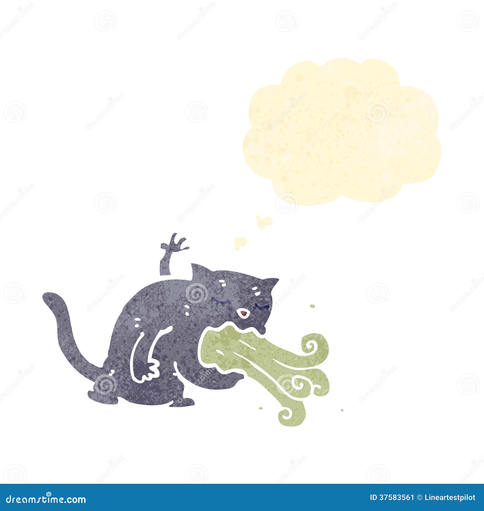 Retro Cartoon Cat Being Sick Stock Vector - Illustration of cloud ...