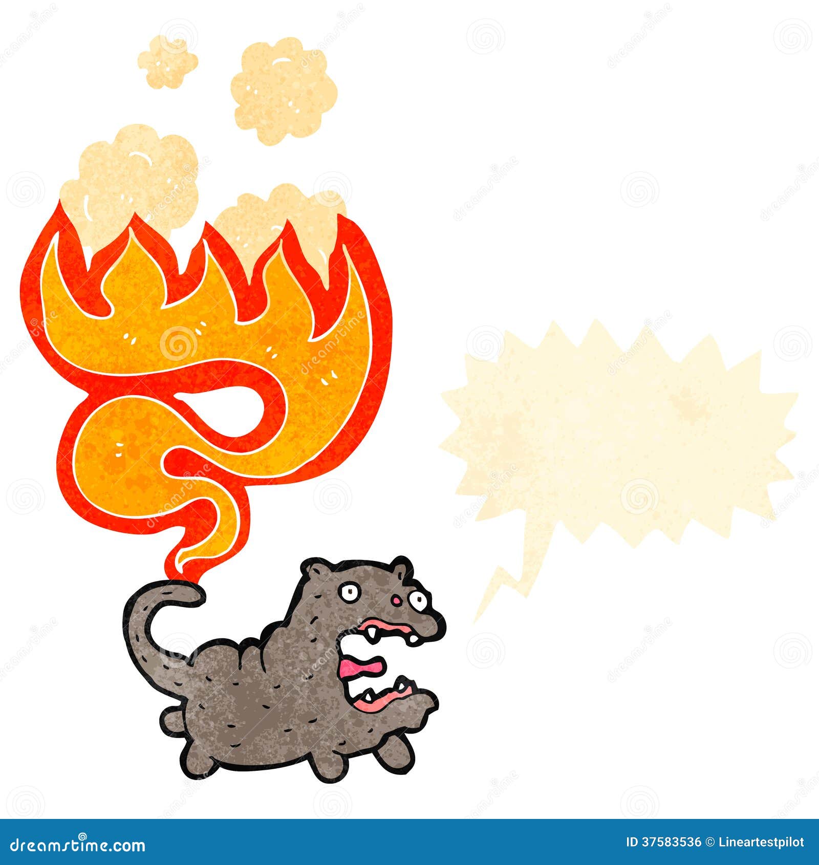 Retro Cartoon Cat With Tail On Fire Stock Vector - Image: 37583536