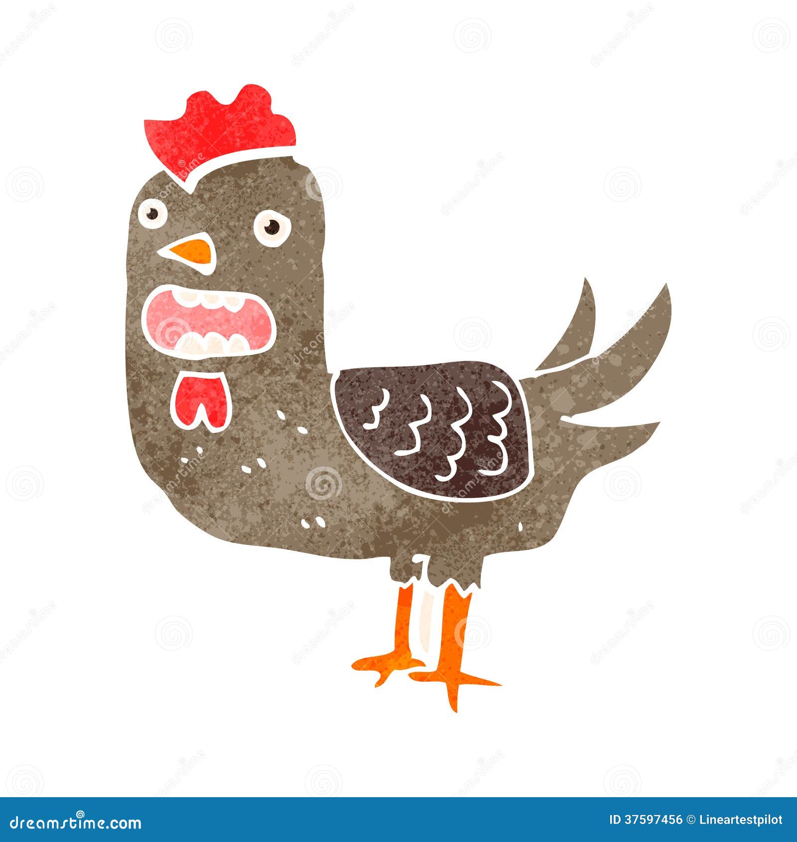 Retro cartoon chicken stock illustration. Illustration of cute - 37597456
