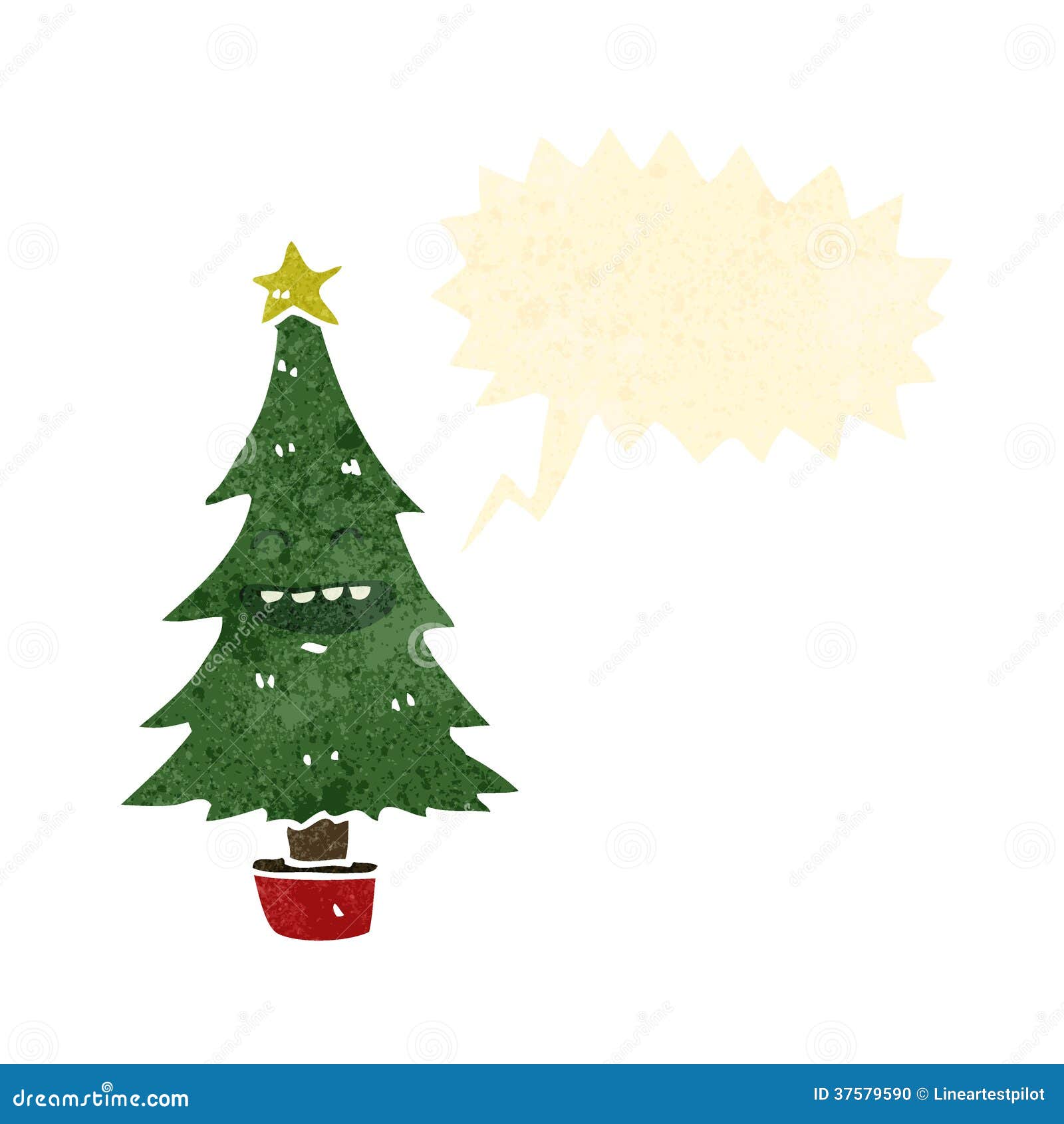 Retro Cartoon Christmas Tree Stock Vector - Illustration of drawing ...