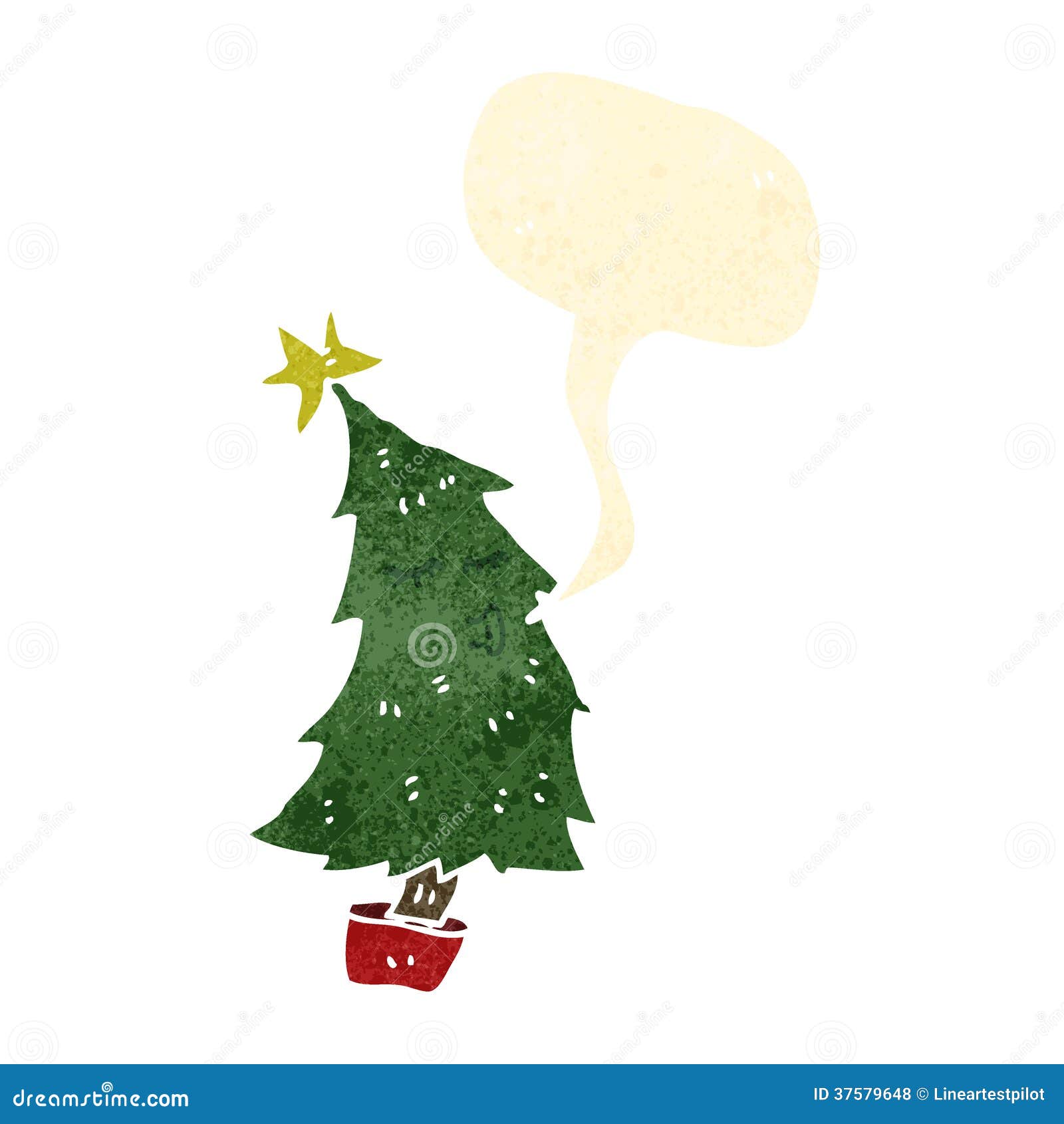 Retro Cartoon Christmas Tree Stock Vector - Illustration of fashioned ...