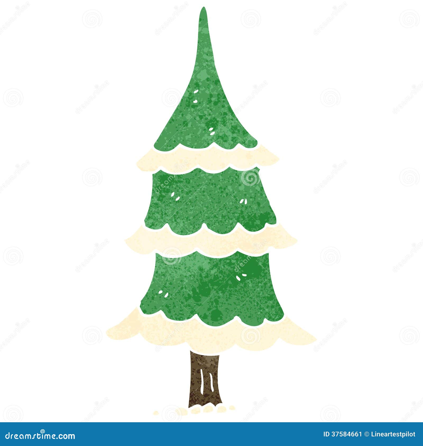 Retro Cartoon Christmas Tree Stock Illustration - Illustration of ...