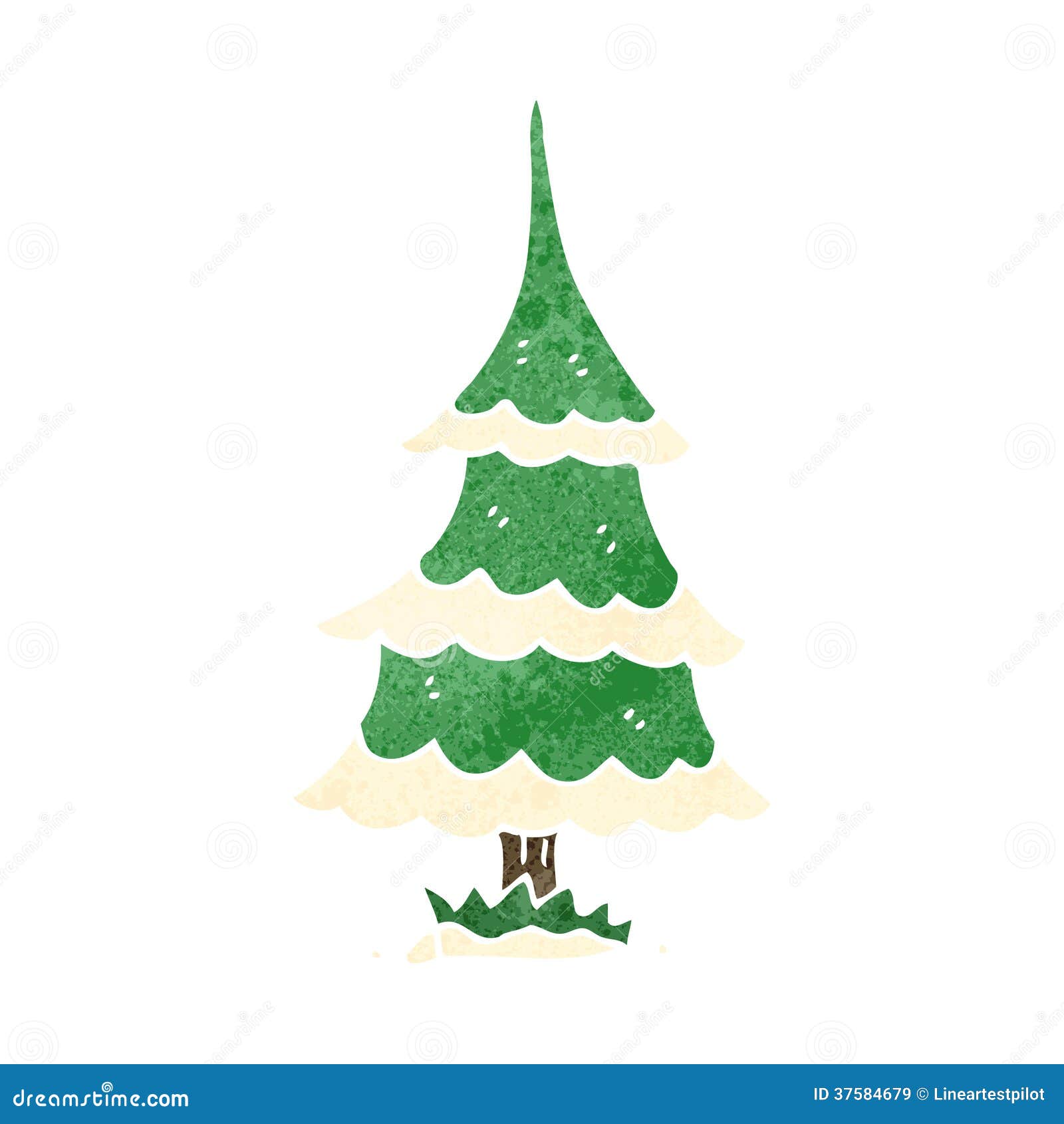 Retro Cartoon Christmas Tree Stock Illustration - Illustration of ...