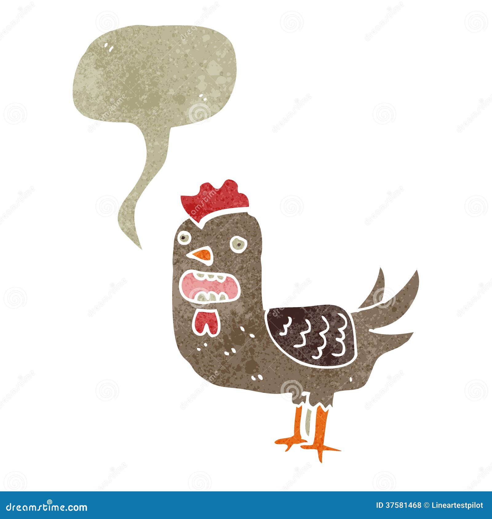 Retro Cartoon Cockerel Crowing Stock Vector - Illustration of texture ...