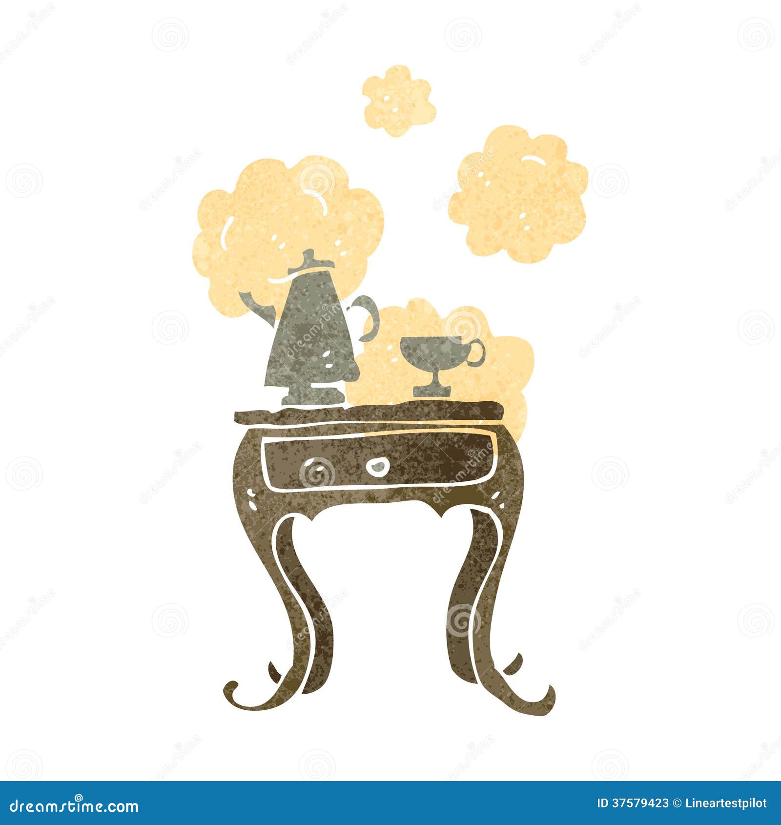 Retro Cartoon Coffee Table, Stock Vector - Illustration of texture ...