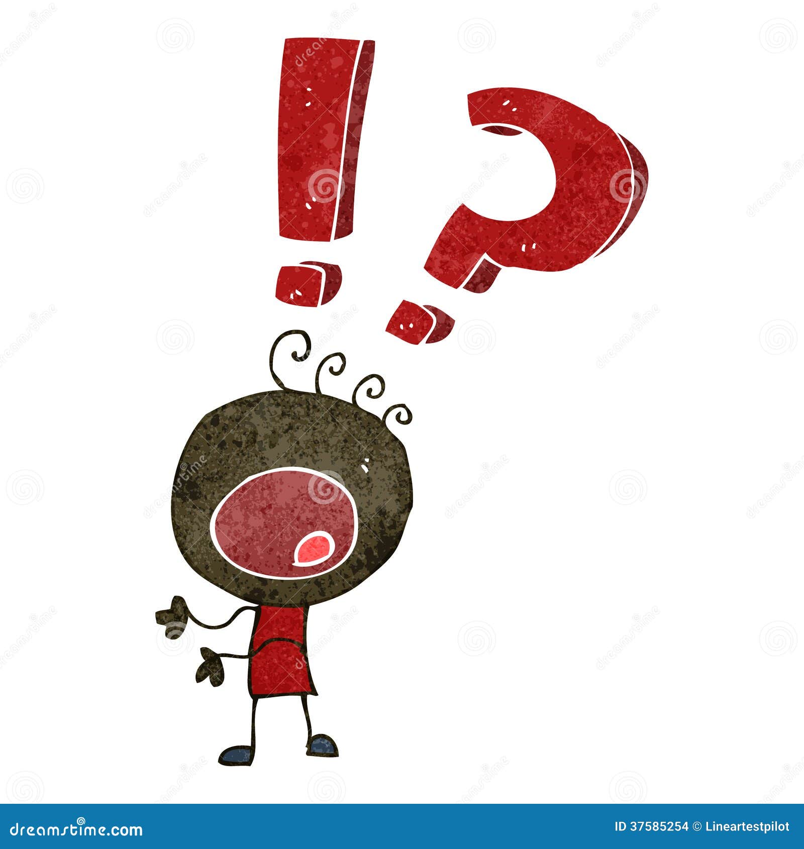 Retro cartoon confused boy stock vector. Illustration of traditional ...