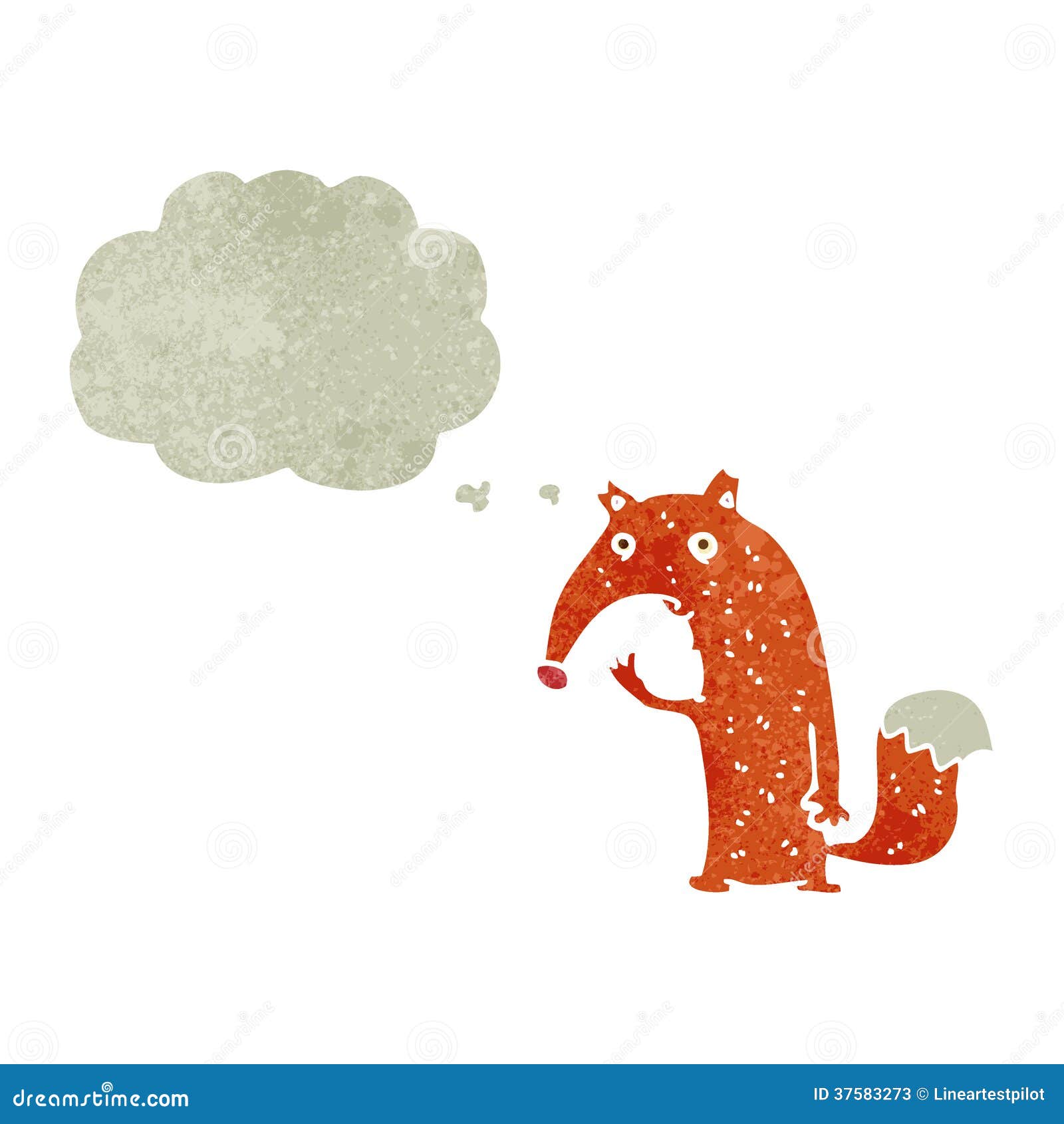 Retro cartoon confused,fox stock vector. Illustration of idea - 37583273