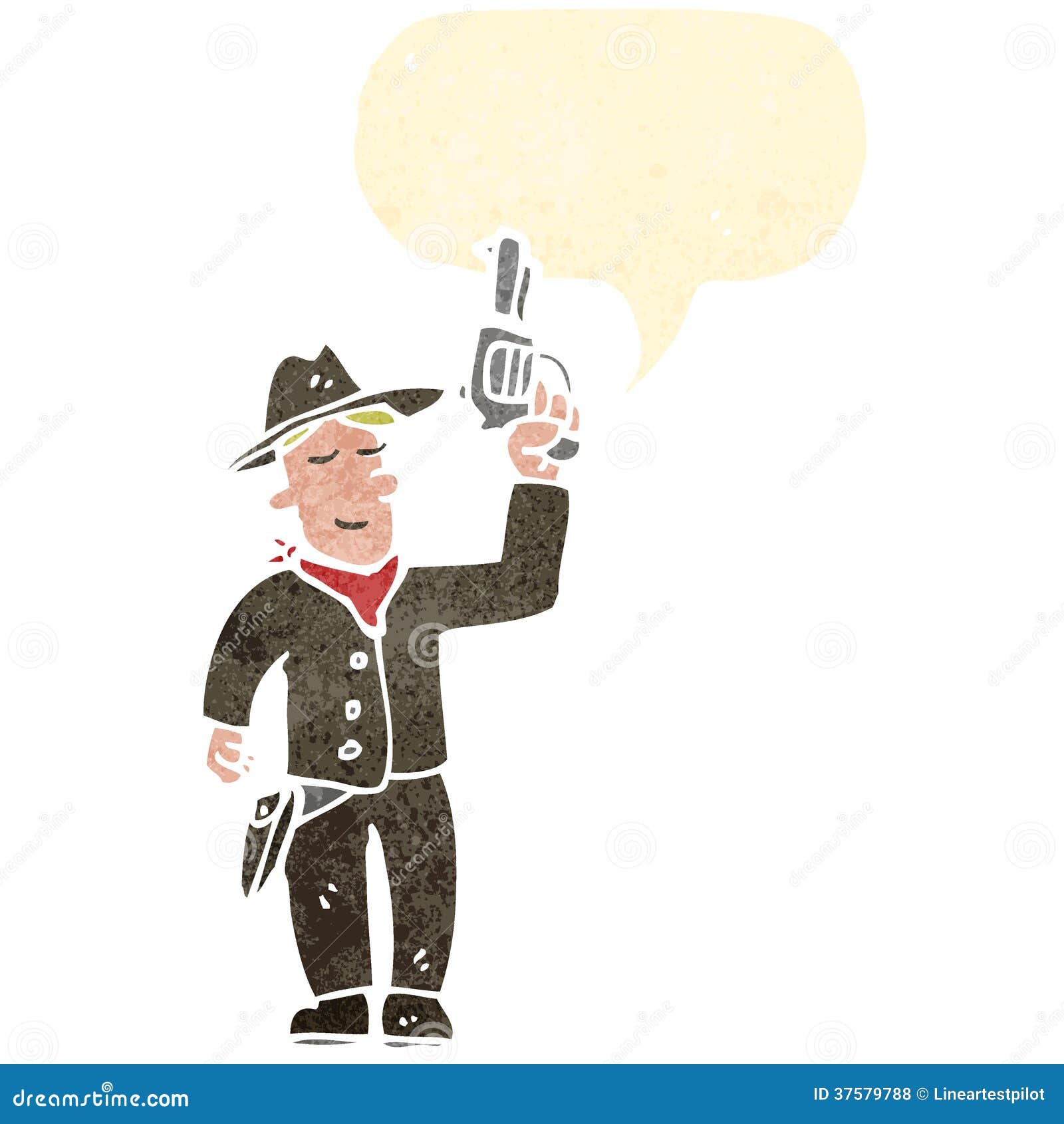 Retro cartoon cowboy stock vector. Illustration of grunge - 37579788