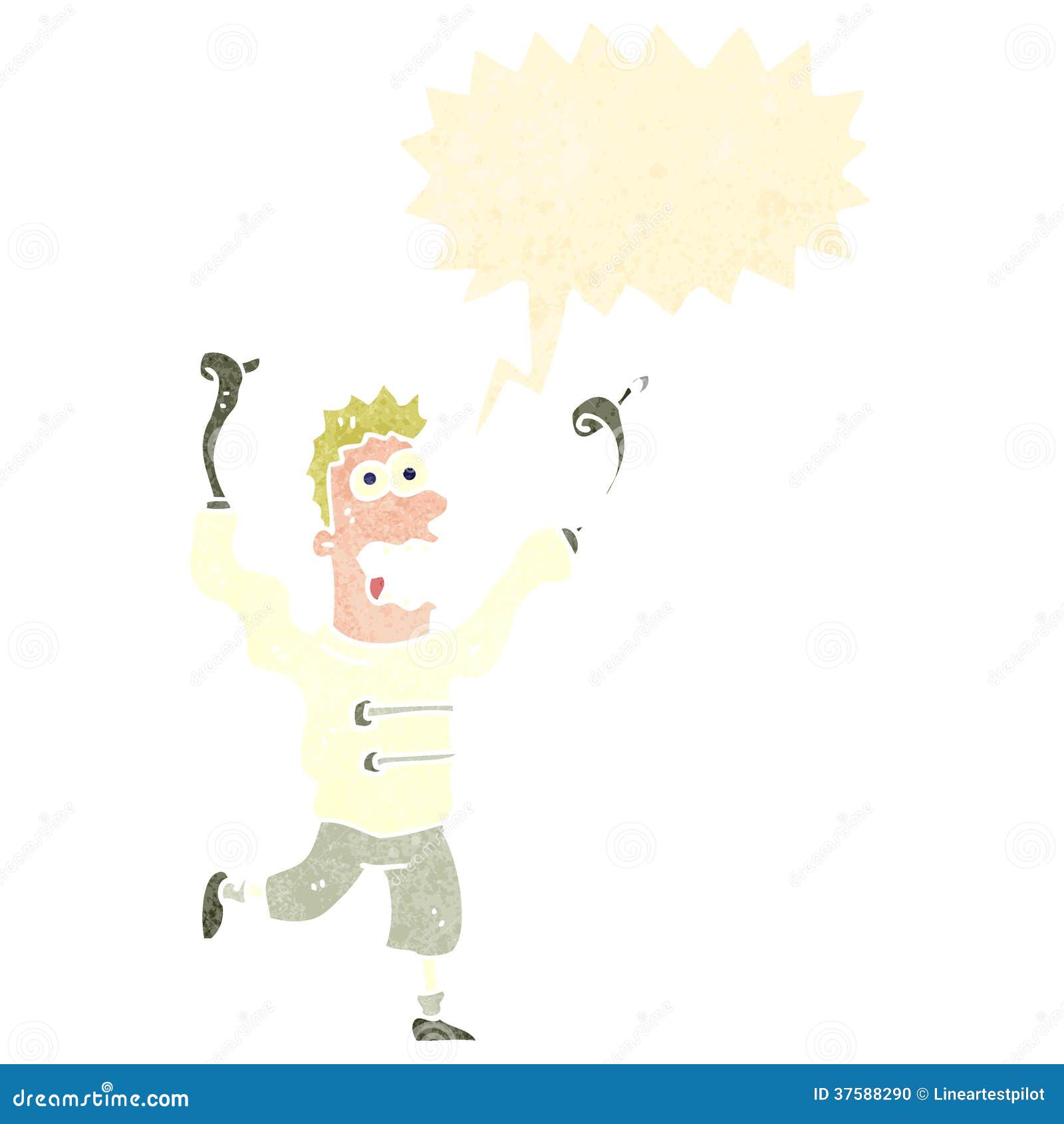 Retro cartoon crazy madman stock vector. Illustration of texture - 37588290