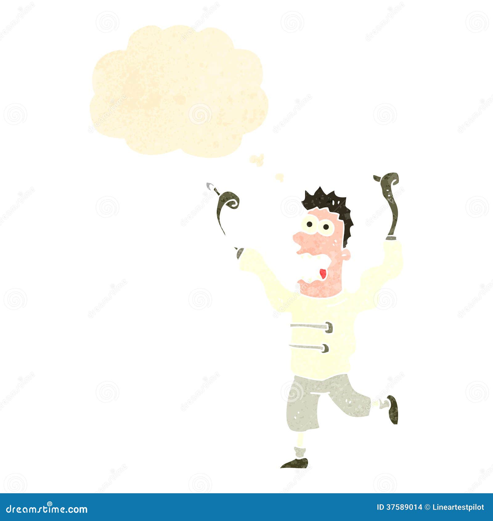 Retro cartoon crazy madman stock illustration. Illustration of drawn ...