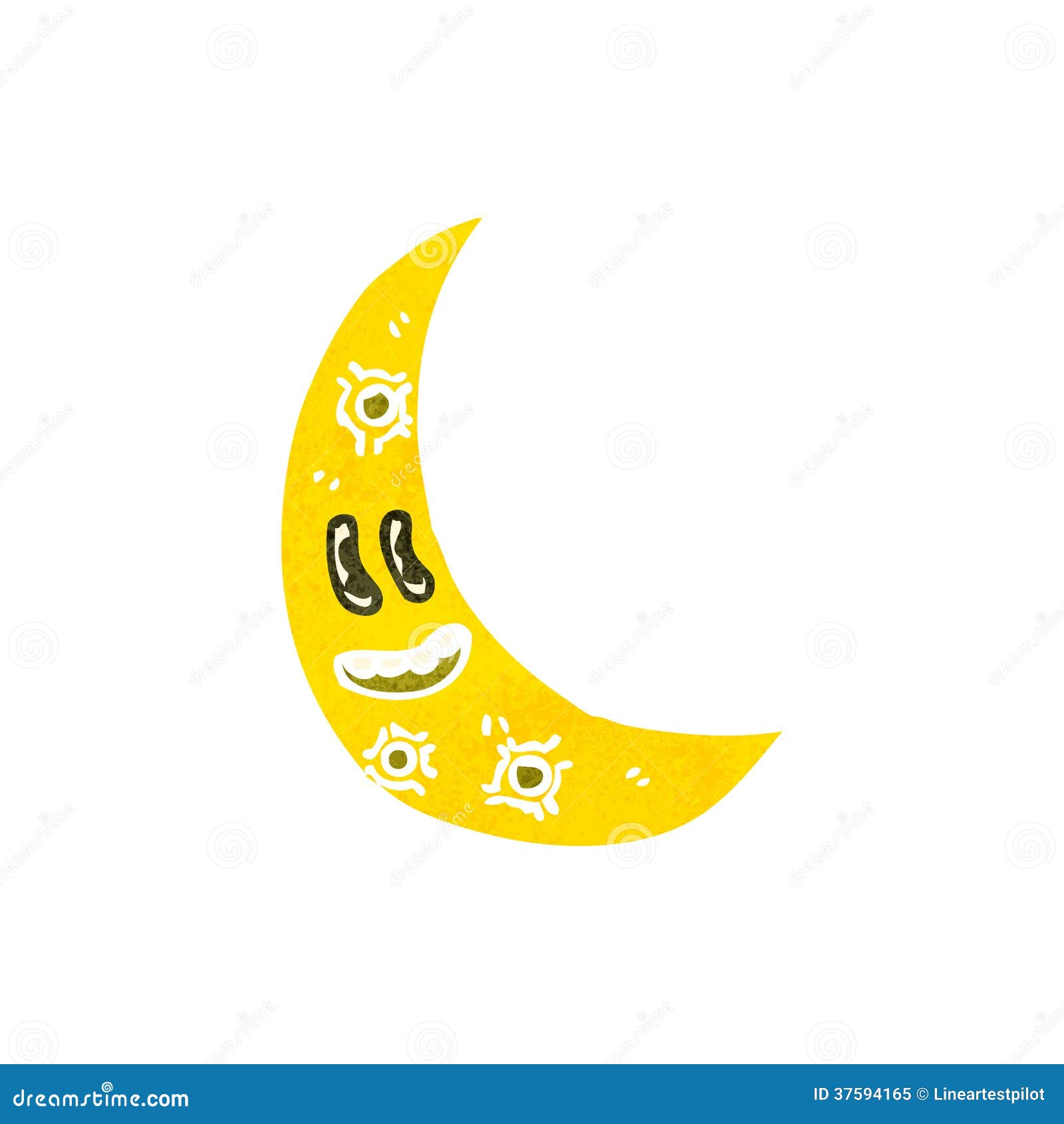 Retro Cartoon Crescent Moon Stock Vector - Illustration of textured ...