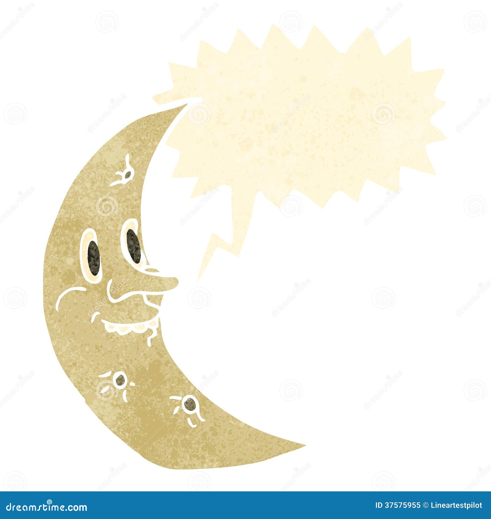 Retro cartoon cresent moon stock vector. Illustration of grunge - 37575955