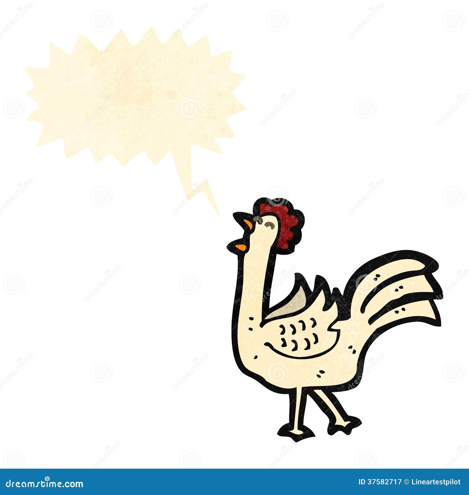 Retro Cartoon Crowing Cockerel Stock Vector - Illustration of texture ...