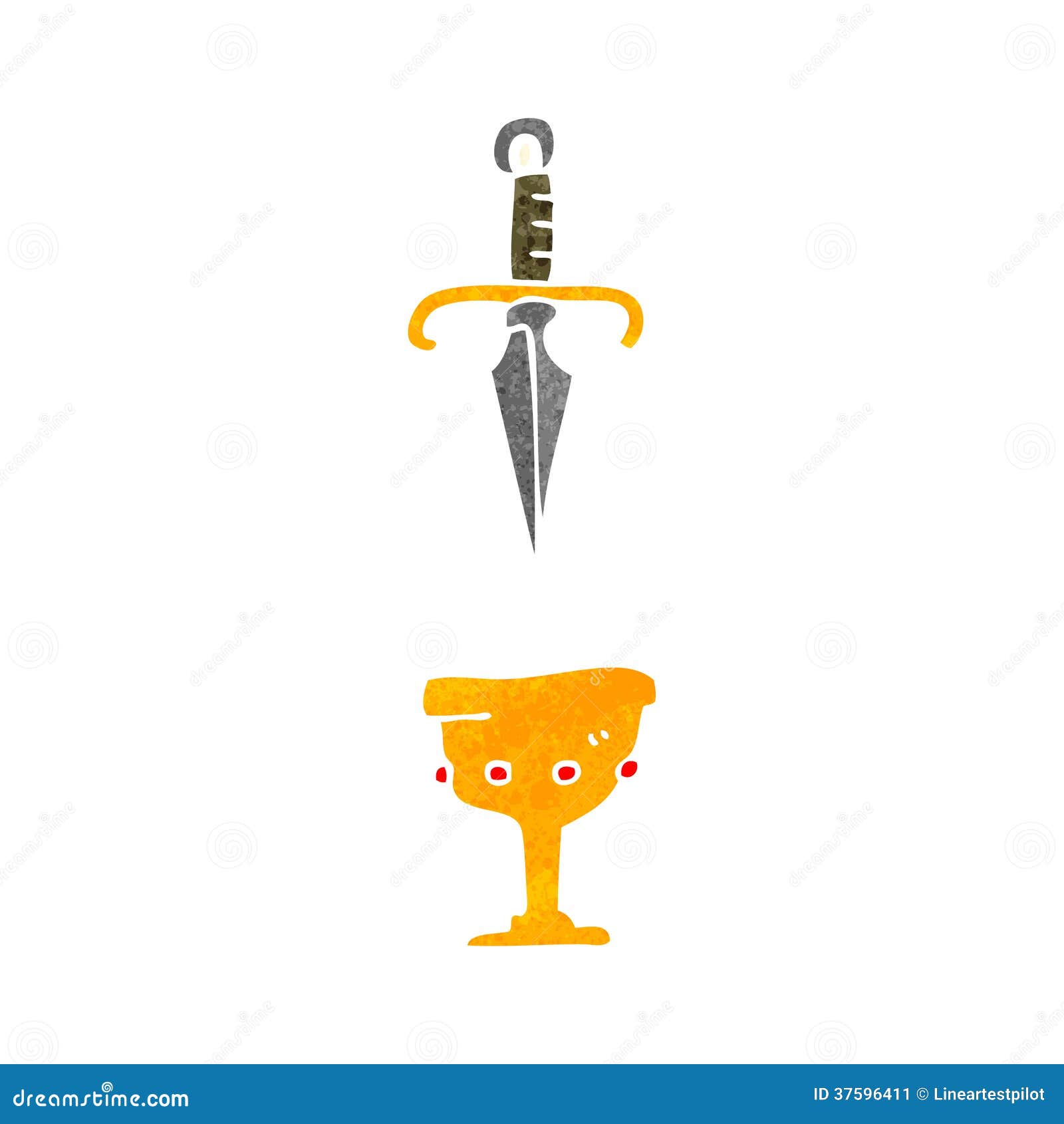 Retro Cartoon Cup and Dagger Symbol Stock Illustration - Illustration ...
