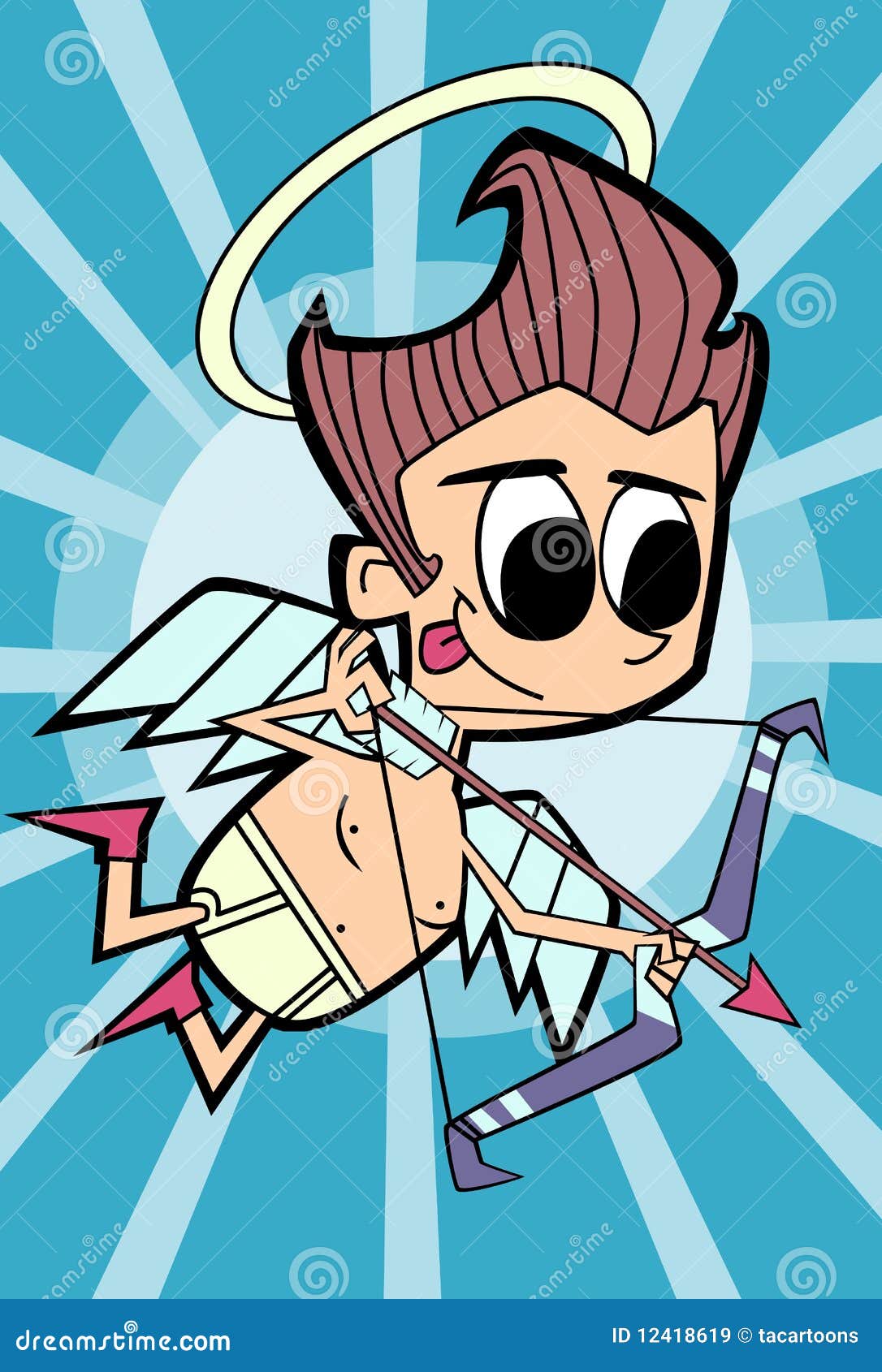 Retro cartoon cupid stock illustration. Illustration of flat - 12418619