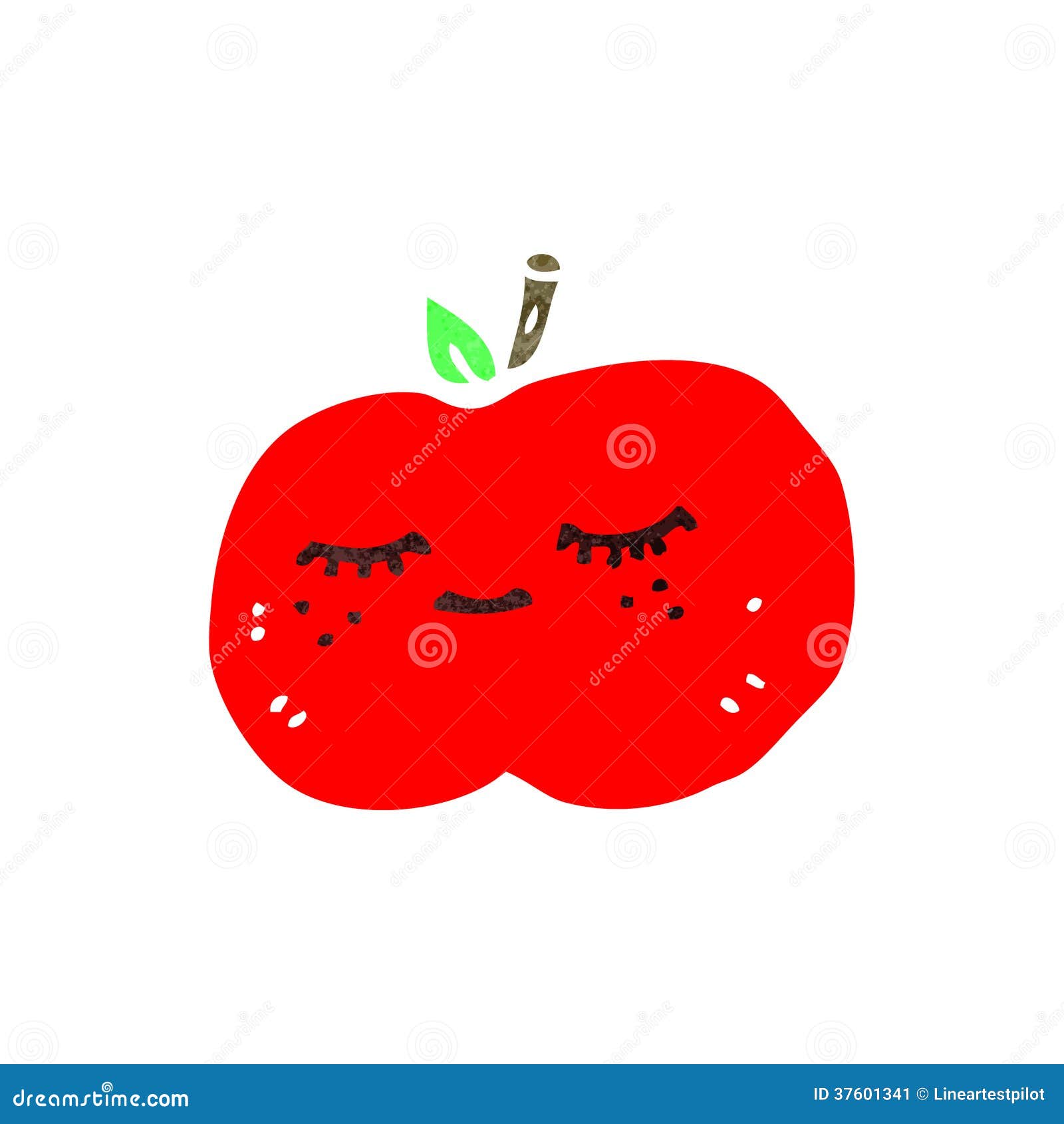 Retro cartoon cute apple stock illustration. Illustration of painted ...