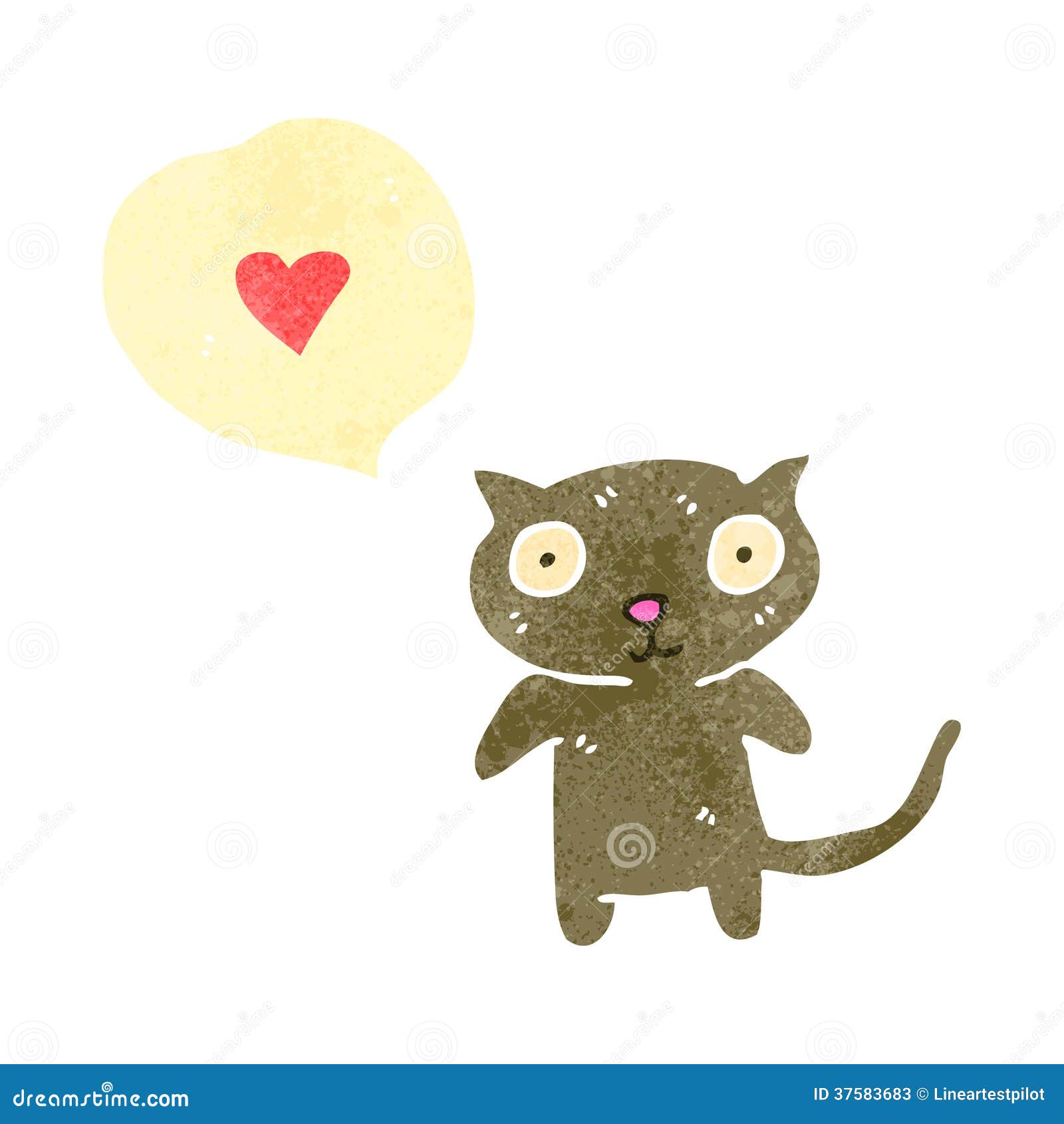 Retro cartoon cute cat stock illustration. Illustration of hand - 37583683