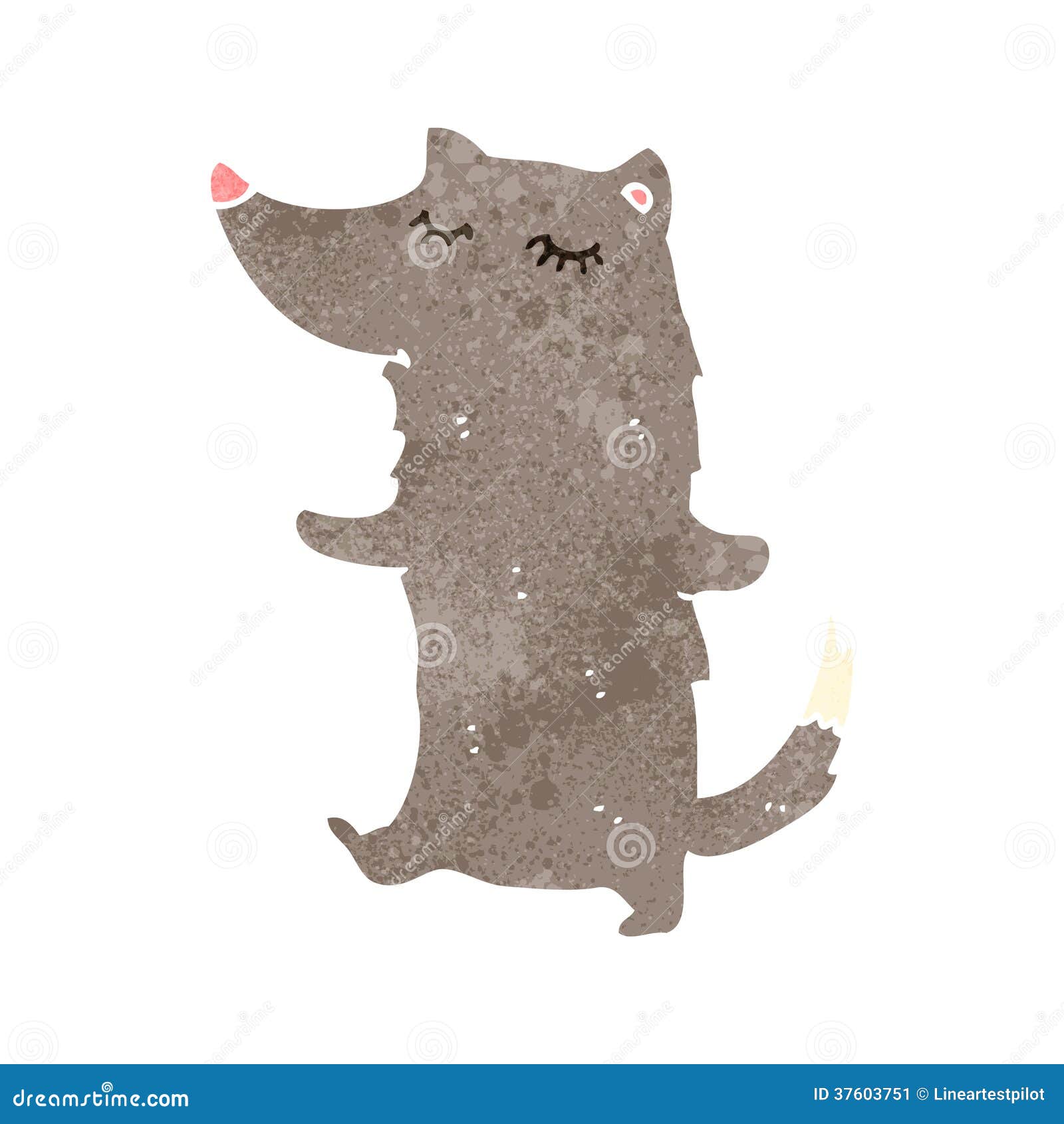 Retro cartoon cute wolf stock illustration. Illustration of drawn ...