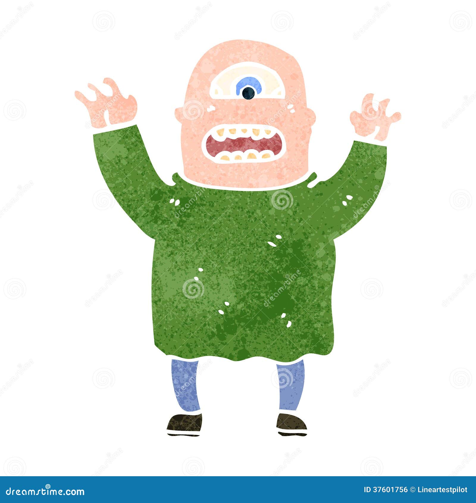 Retro cartoon cyclops stock illustration. Illustration of watercolor ...