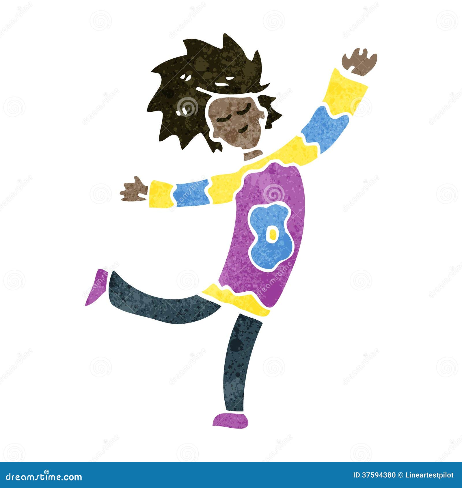 Retro cartoon dancing man stock vector. Illustration of colorful - 37594380