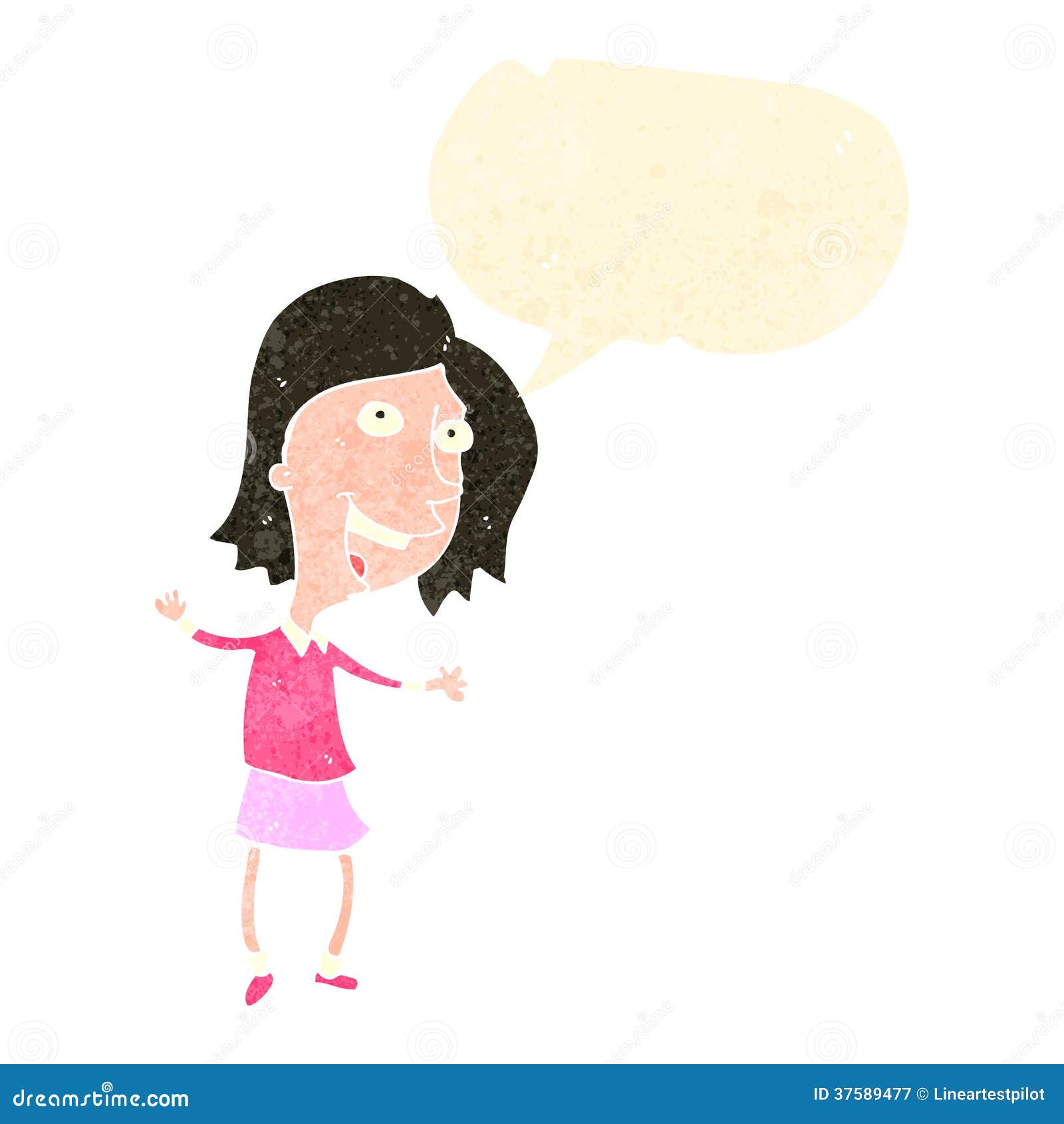 Retro Cartoon Dancing Woman Stock Illustration - Illustration of retro ...