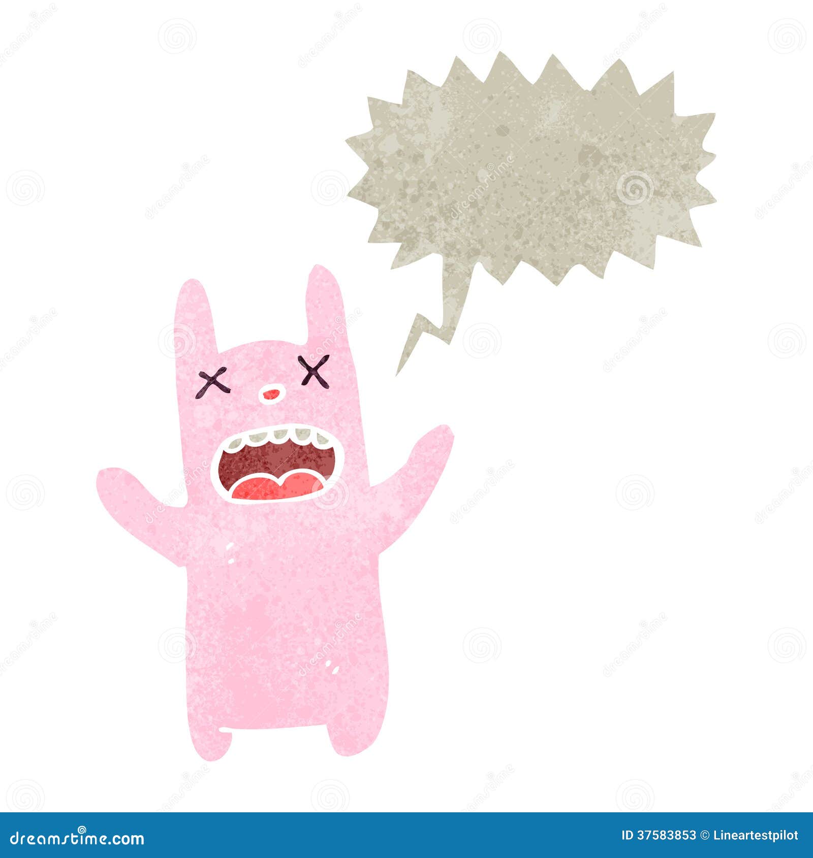 Retro Cartoon Dead Rabbit with Speech Bubble Stock Illustration ...