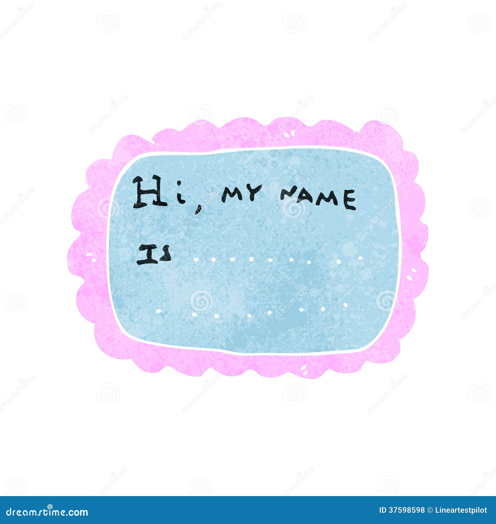 Retro Cartoon Decorative Name Tag Stock Vector - Illustration of drawn ...