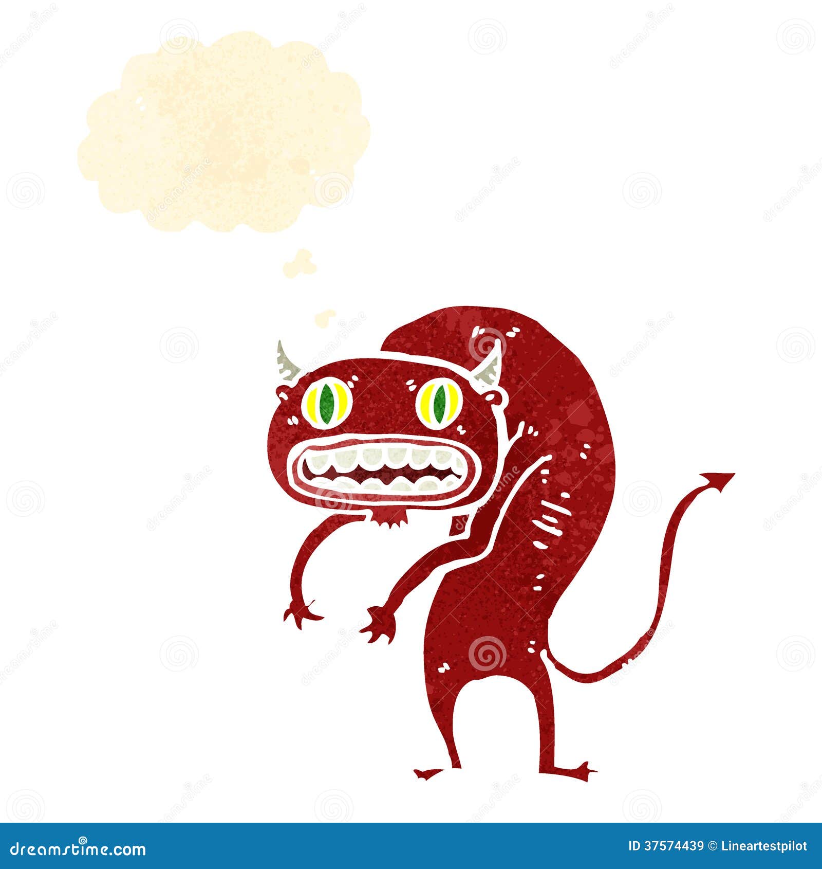 Retro cartoon devil stock vector. Illustration of thought - 37574439