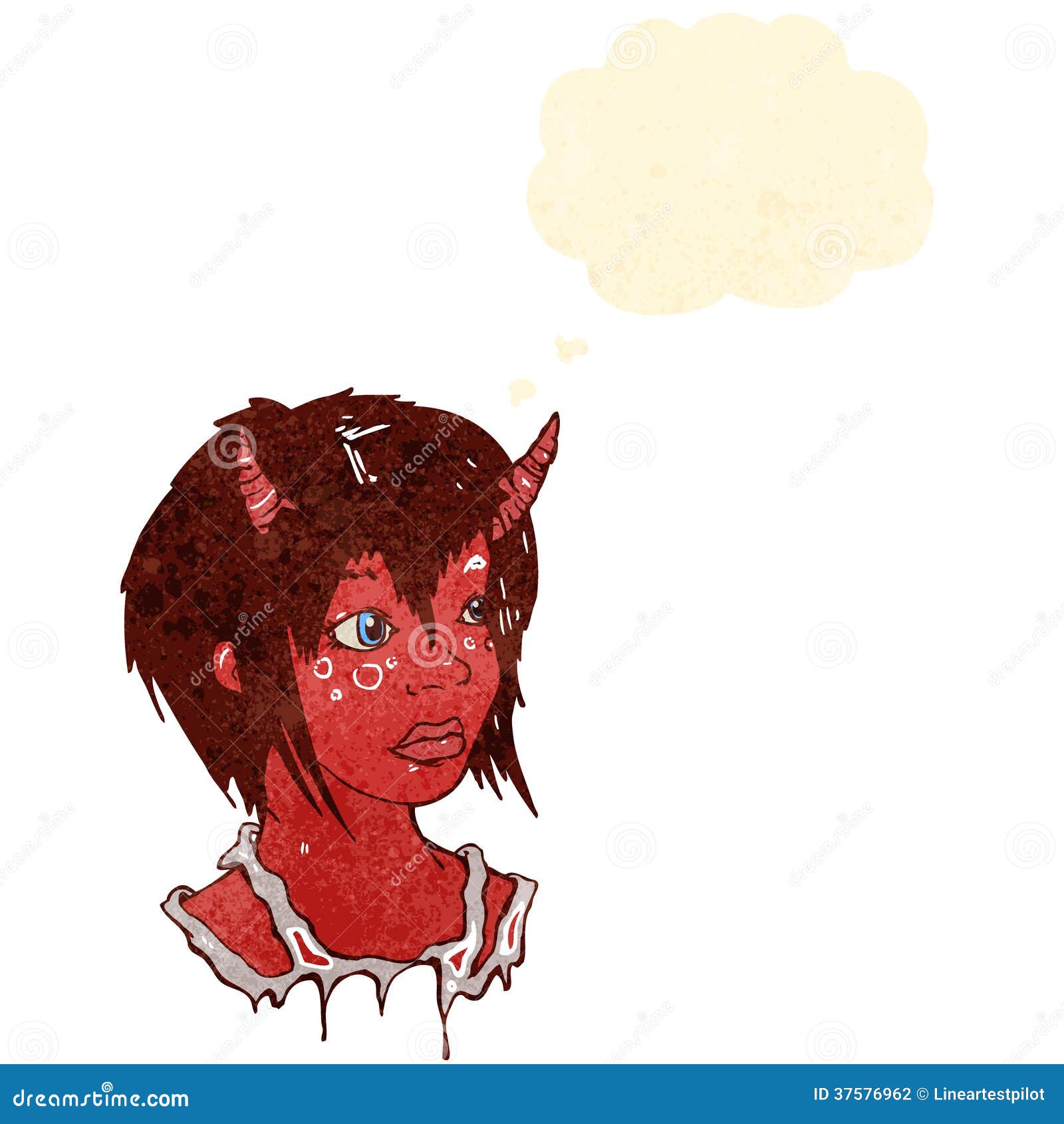 Retro cartoon devil girl stock vector. Illustration of doodle - 37576962