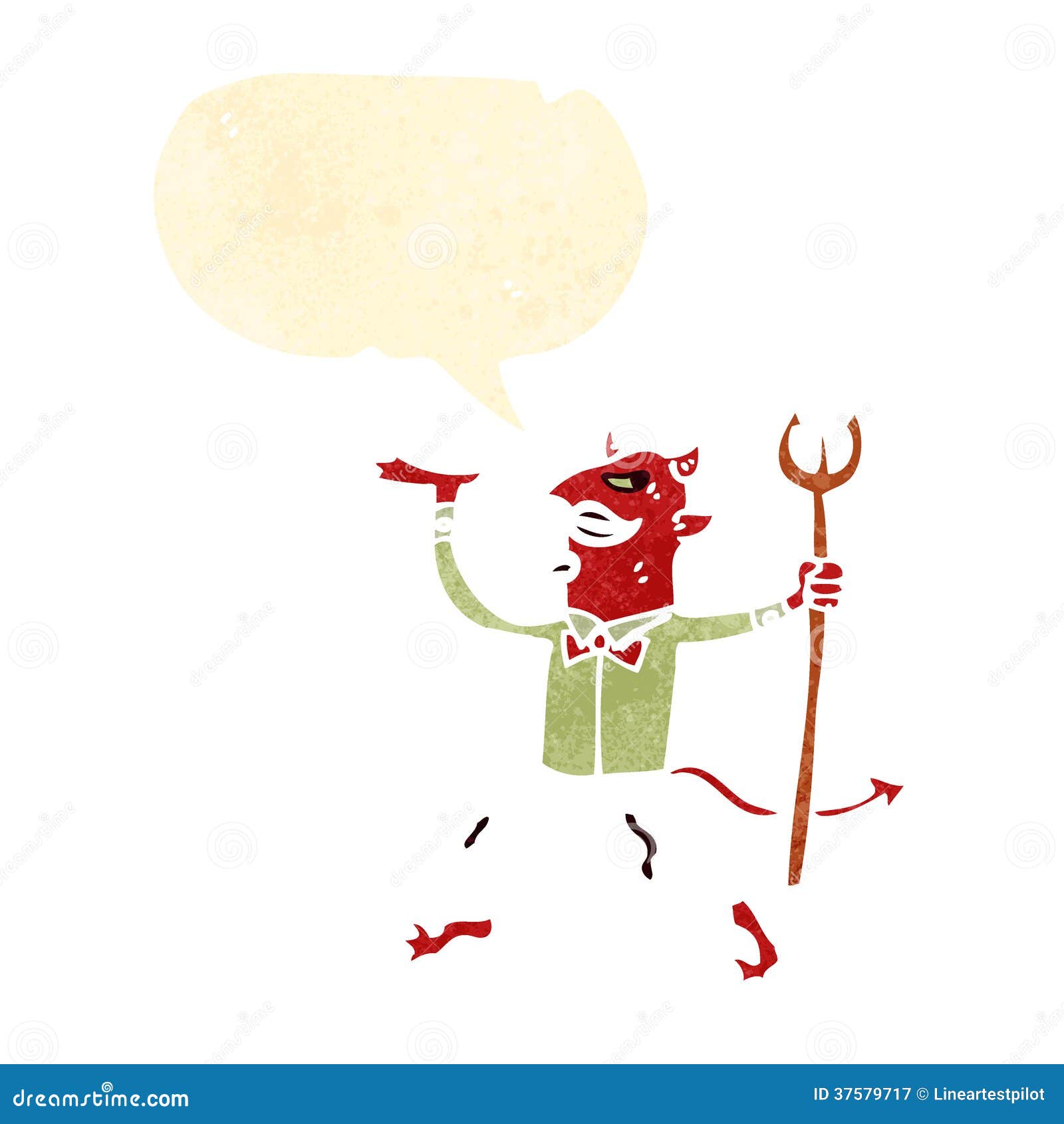 Retro Cartoon Devil with Pitch Fork Stock Vector - Illustration of ...