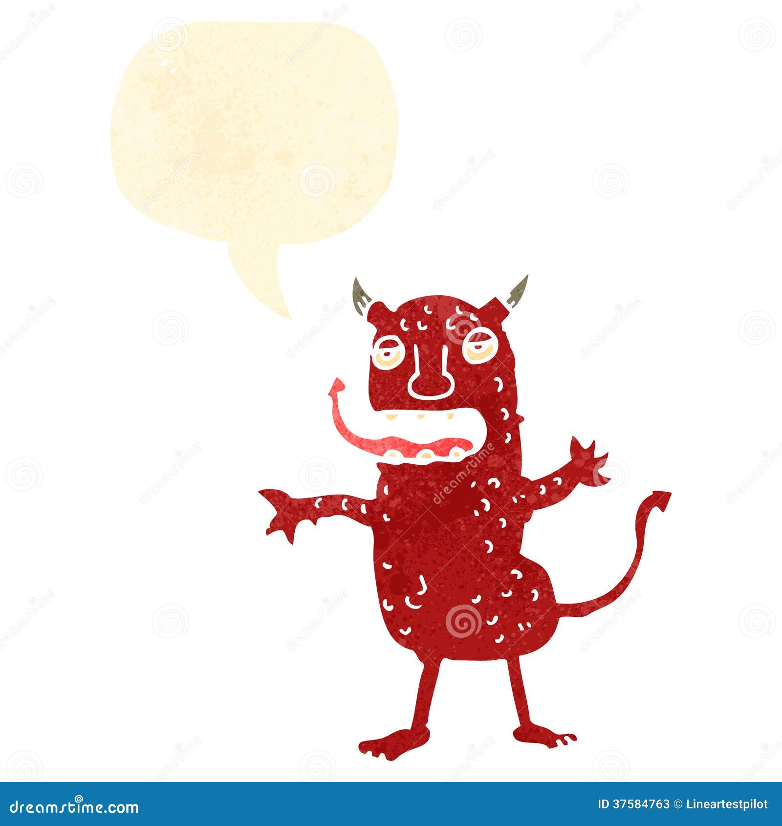 Retro Cartoon Devil with Speech Bubble Stock Illustration ...