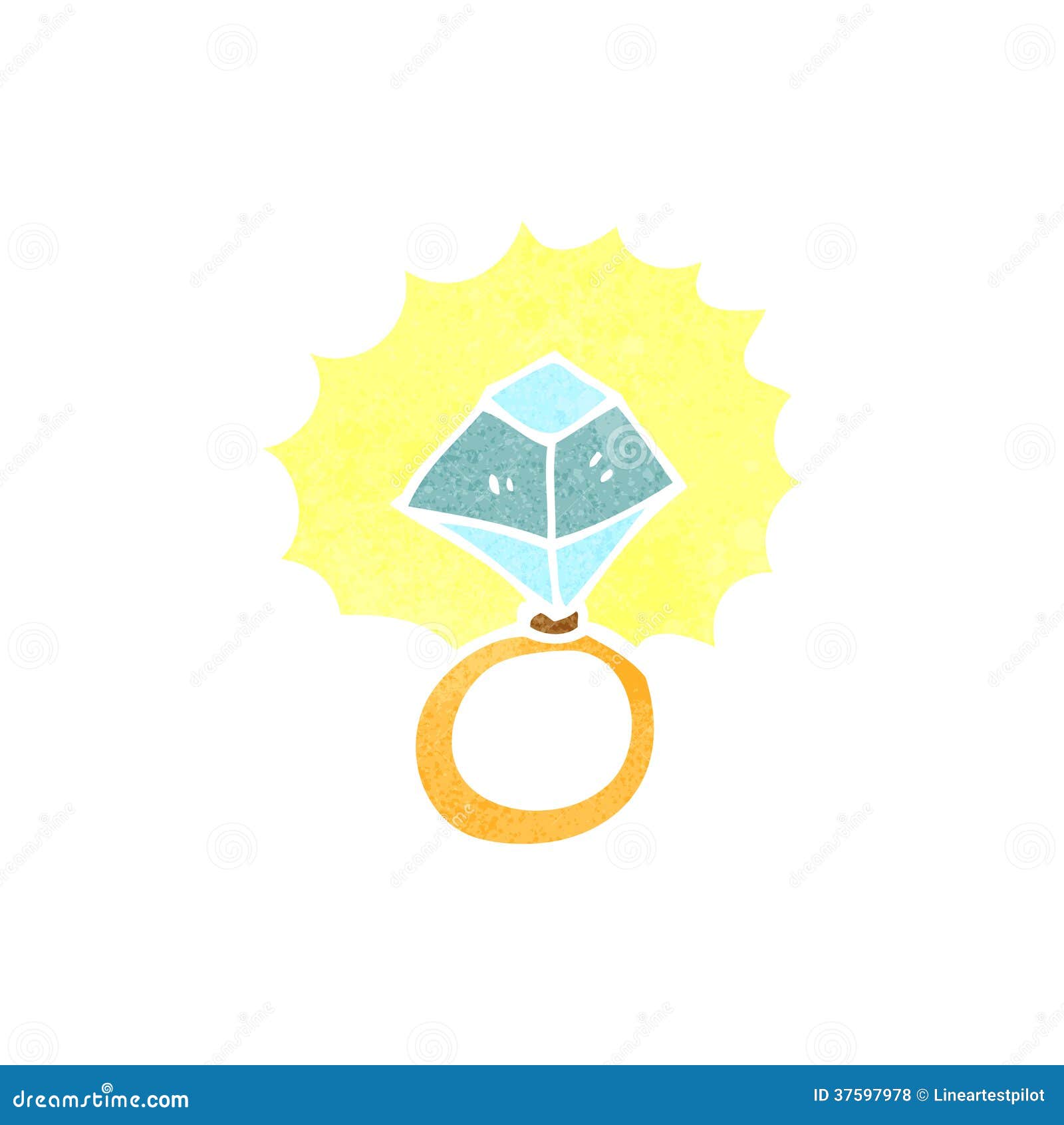 Retro cartoon diamond ring stock vector. Illustration of ring - 37597978