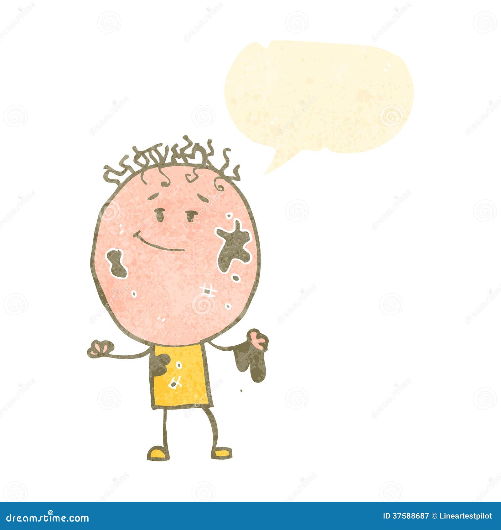 Retro Cartoon Dirty Boy with Speech Bubble Stock Illustration ...