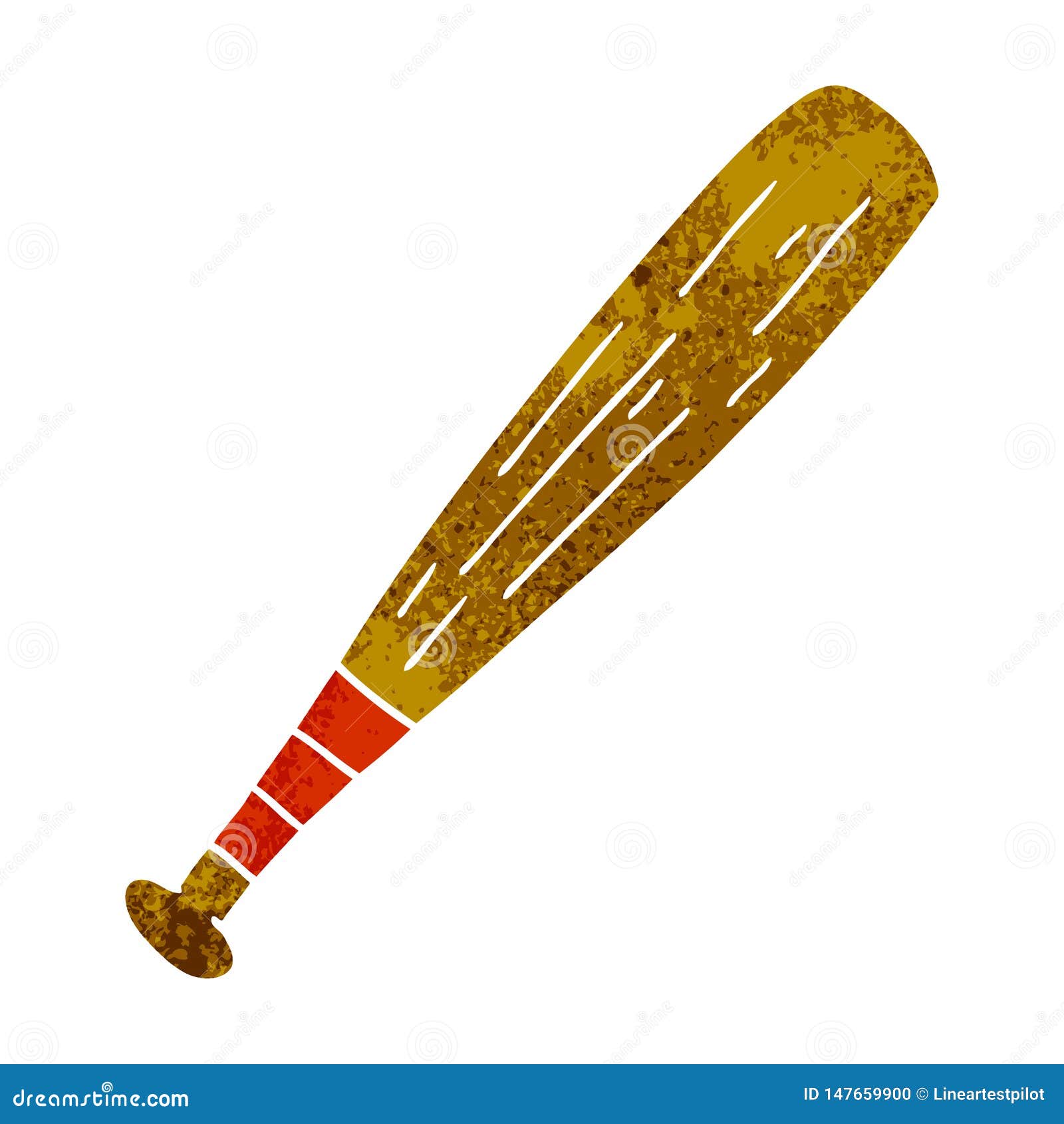 Retro Cartoon Doodle of a Baseball Bat Stock Vector - Illustration of ...