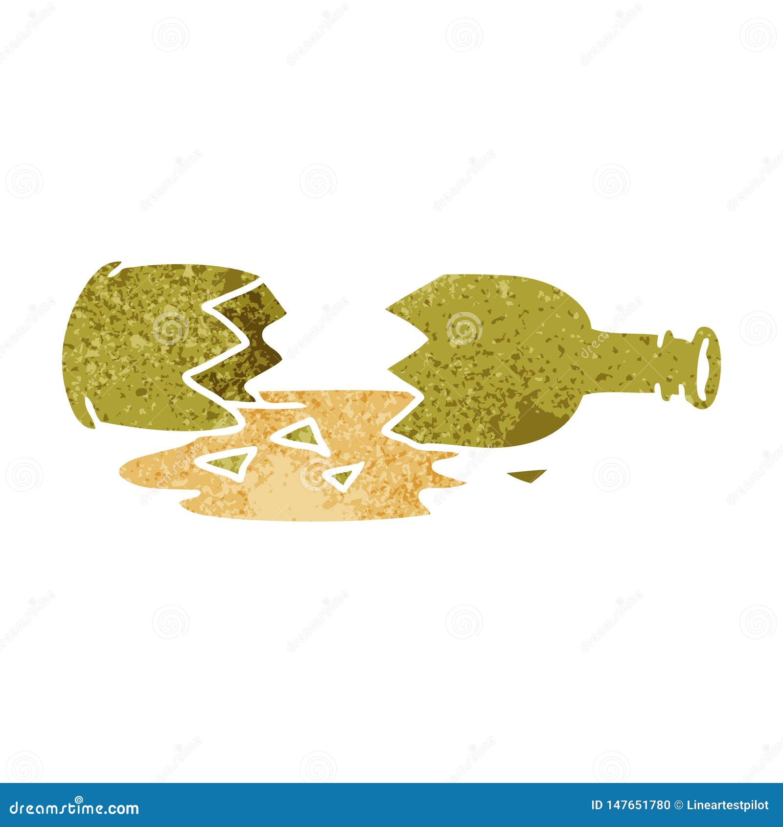 Retro Cartoon Doodle of a Broken Bottle Stock Vector - Illustration of ...