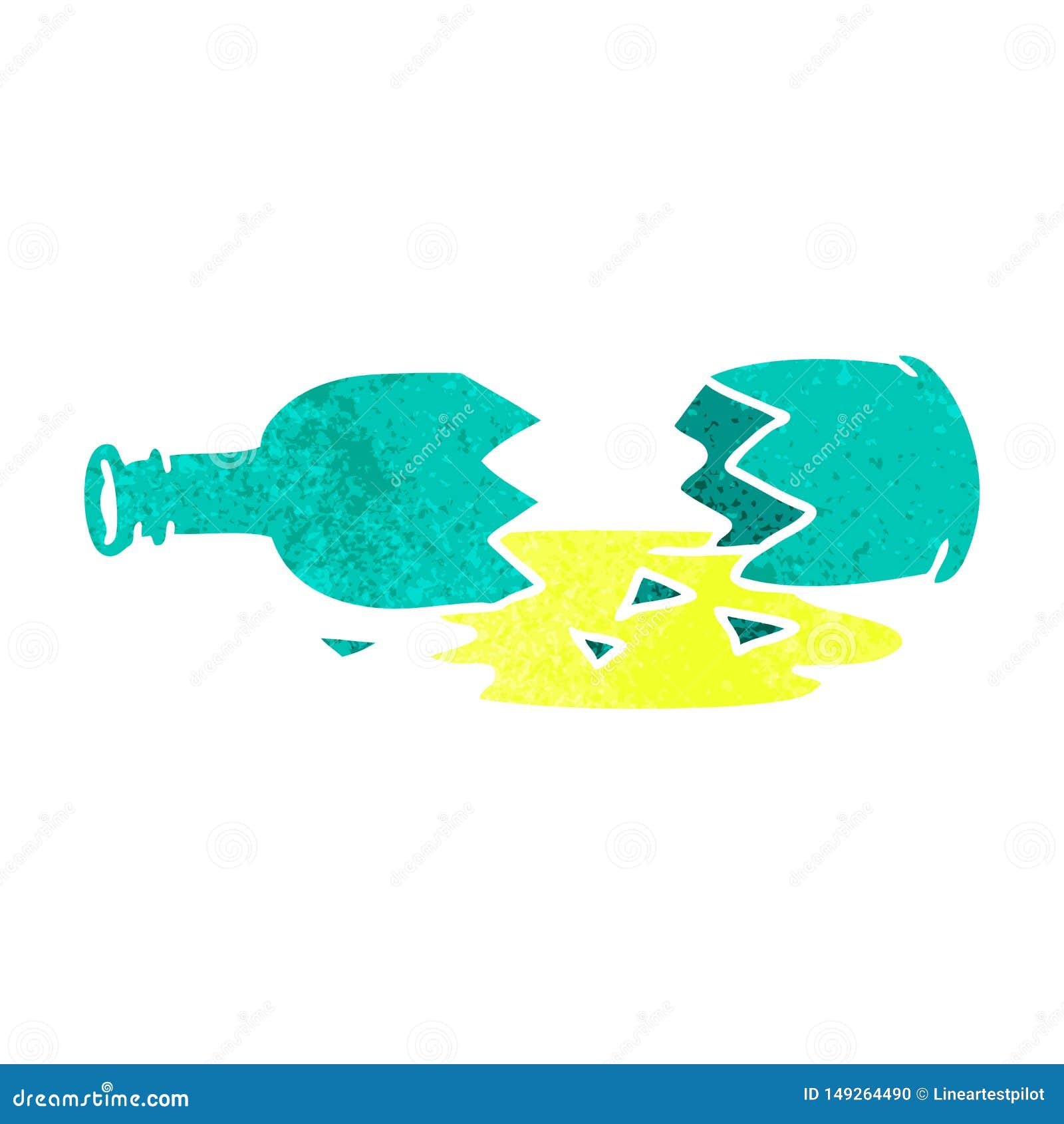 Retro Cartoon Doodle of a Broken Bottle Stock Vector - Illustration of ...