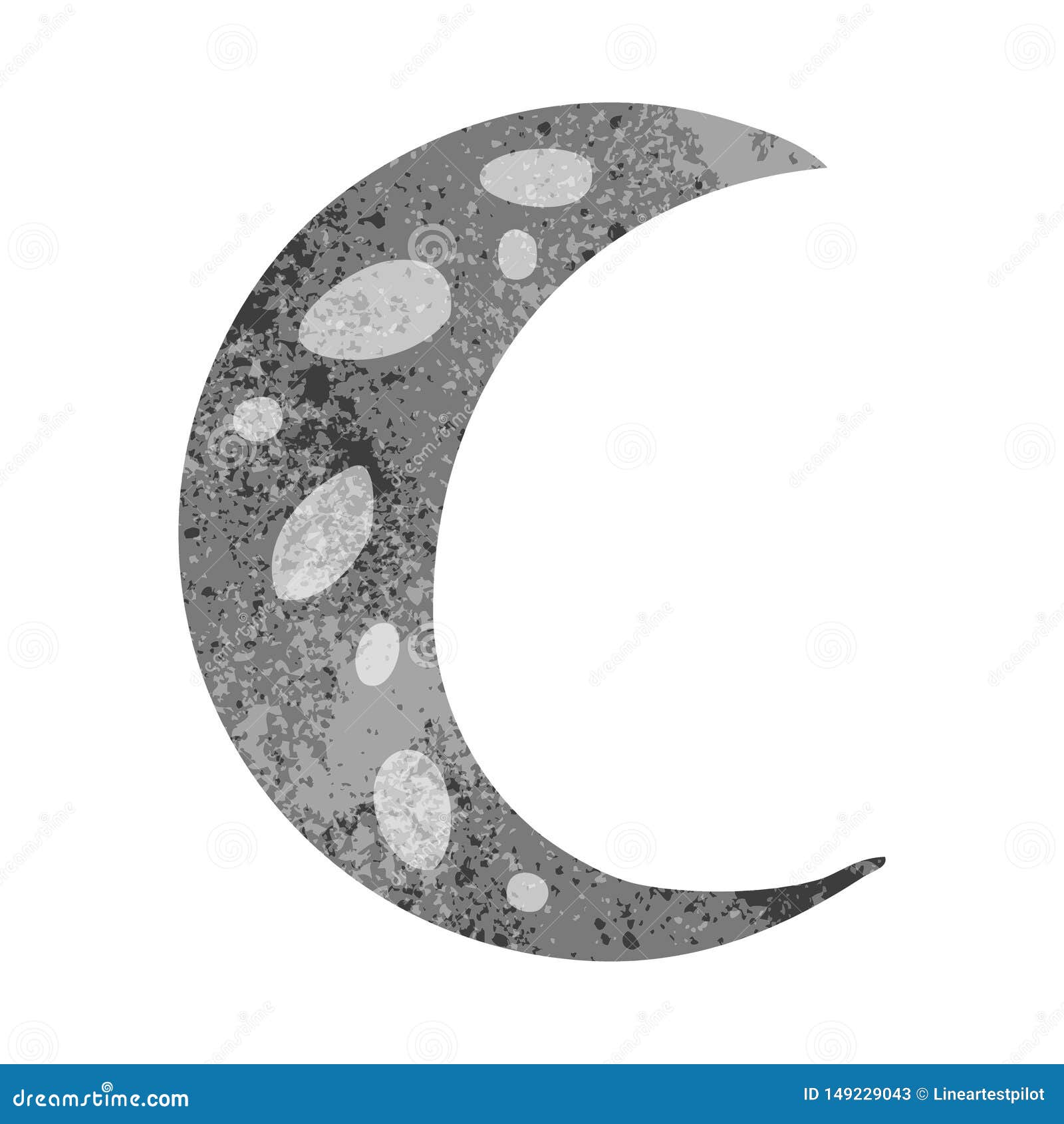 Retro Cartoon Doodle of a Crescent Moon Stock Vector - Illustration of ...