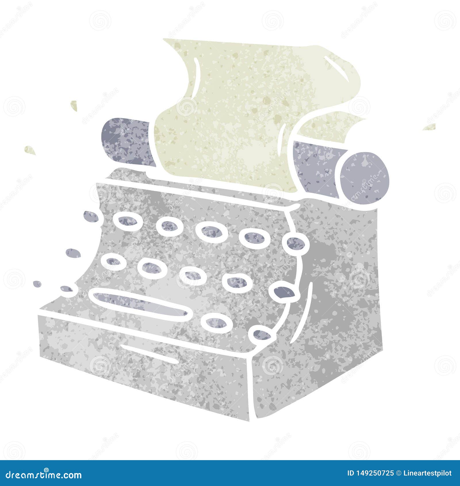 Retro Cartoon Doodle of Old School Typewriter Stock Vector ...