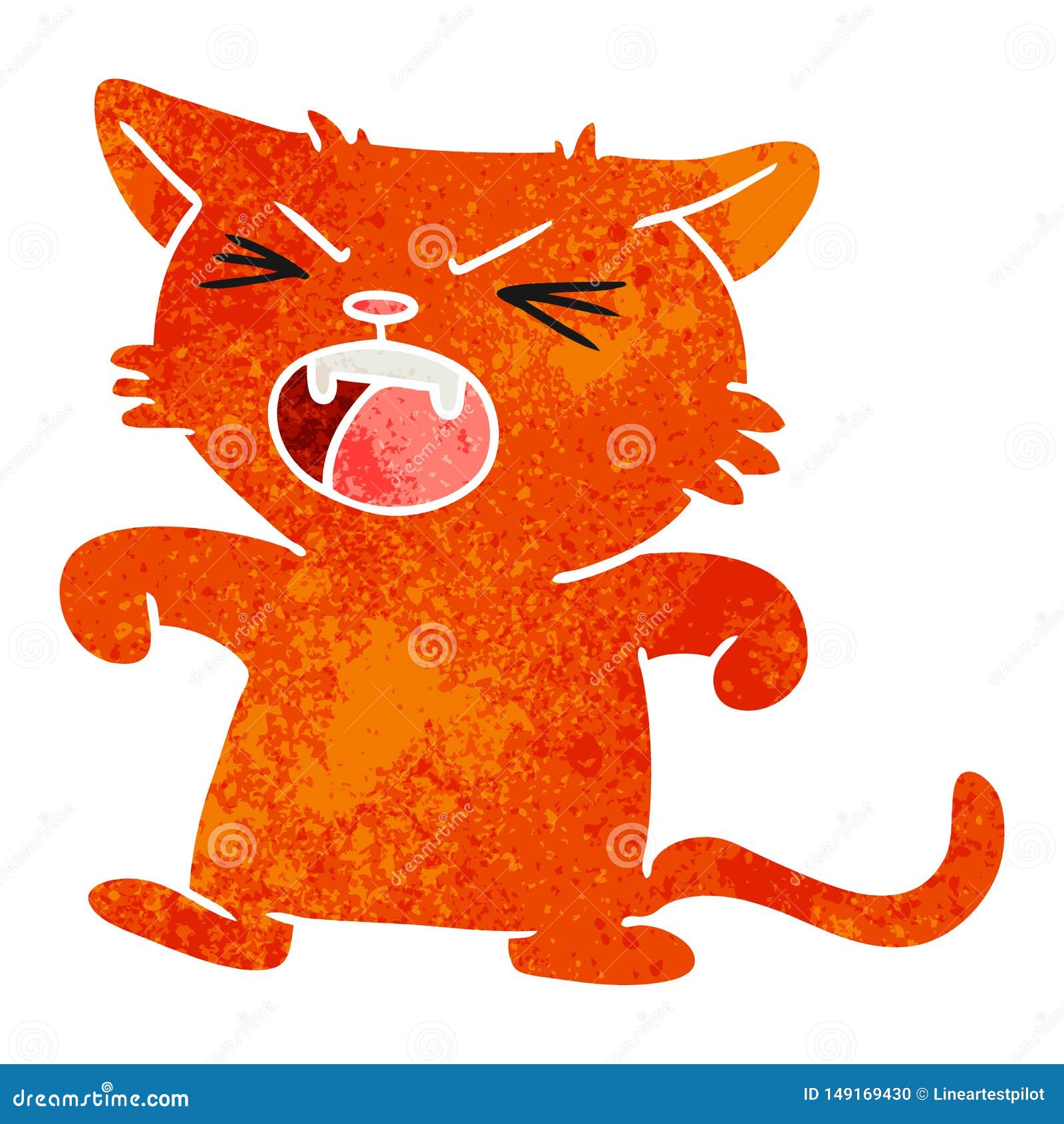 Retro Cartoon Doodle of a Screeching Cat Stock Vector - Illustration of ...