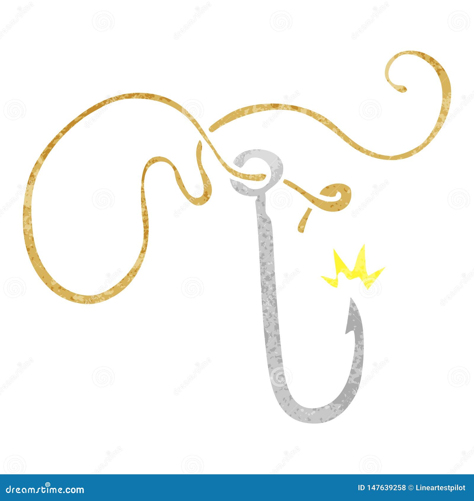 Retro Cartoon Doodle of a Sharp Fishing Hook Stock Vector ...