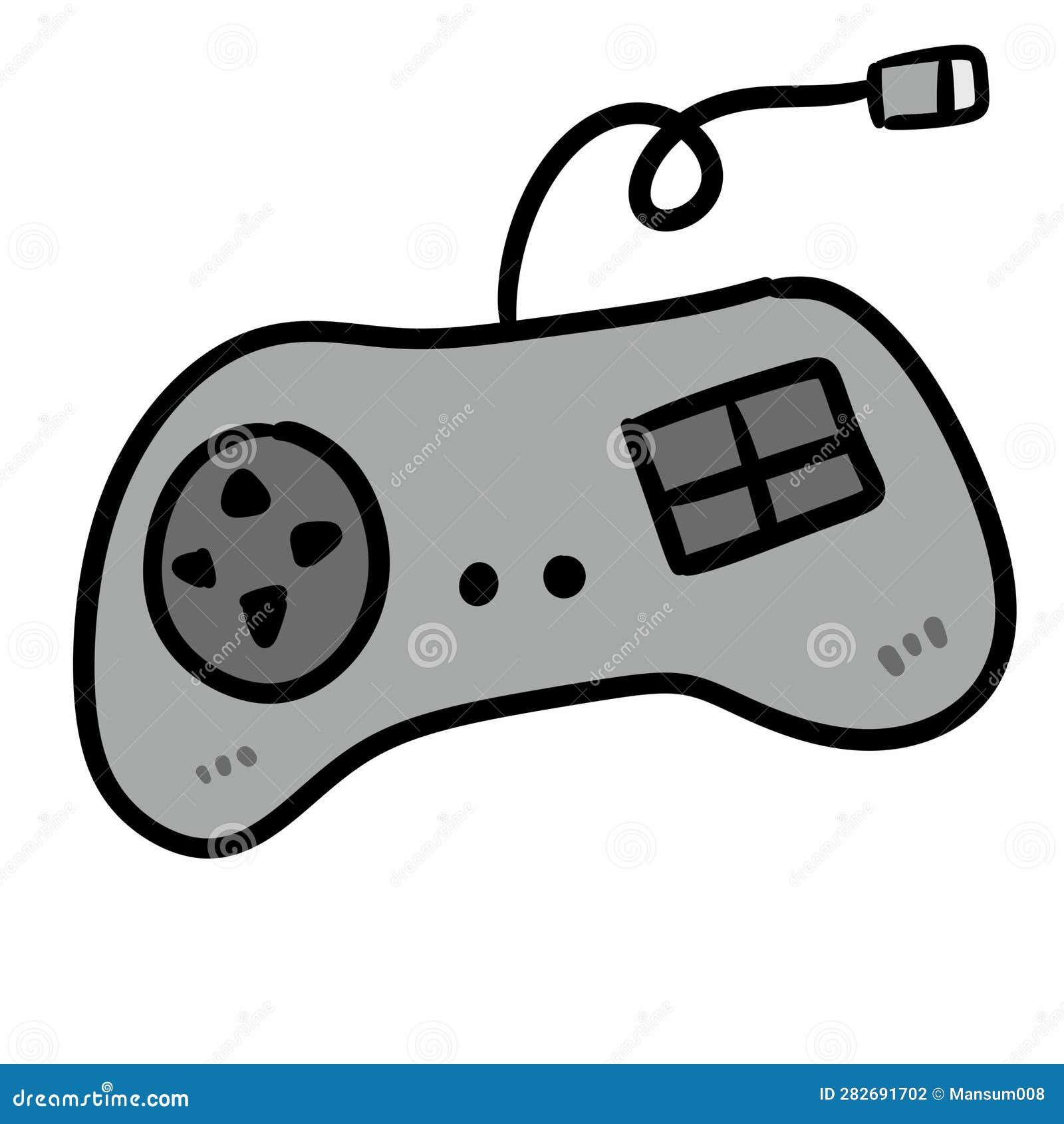 Retro Cartoon Doodle Style of a Video Game Controller Stock ...