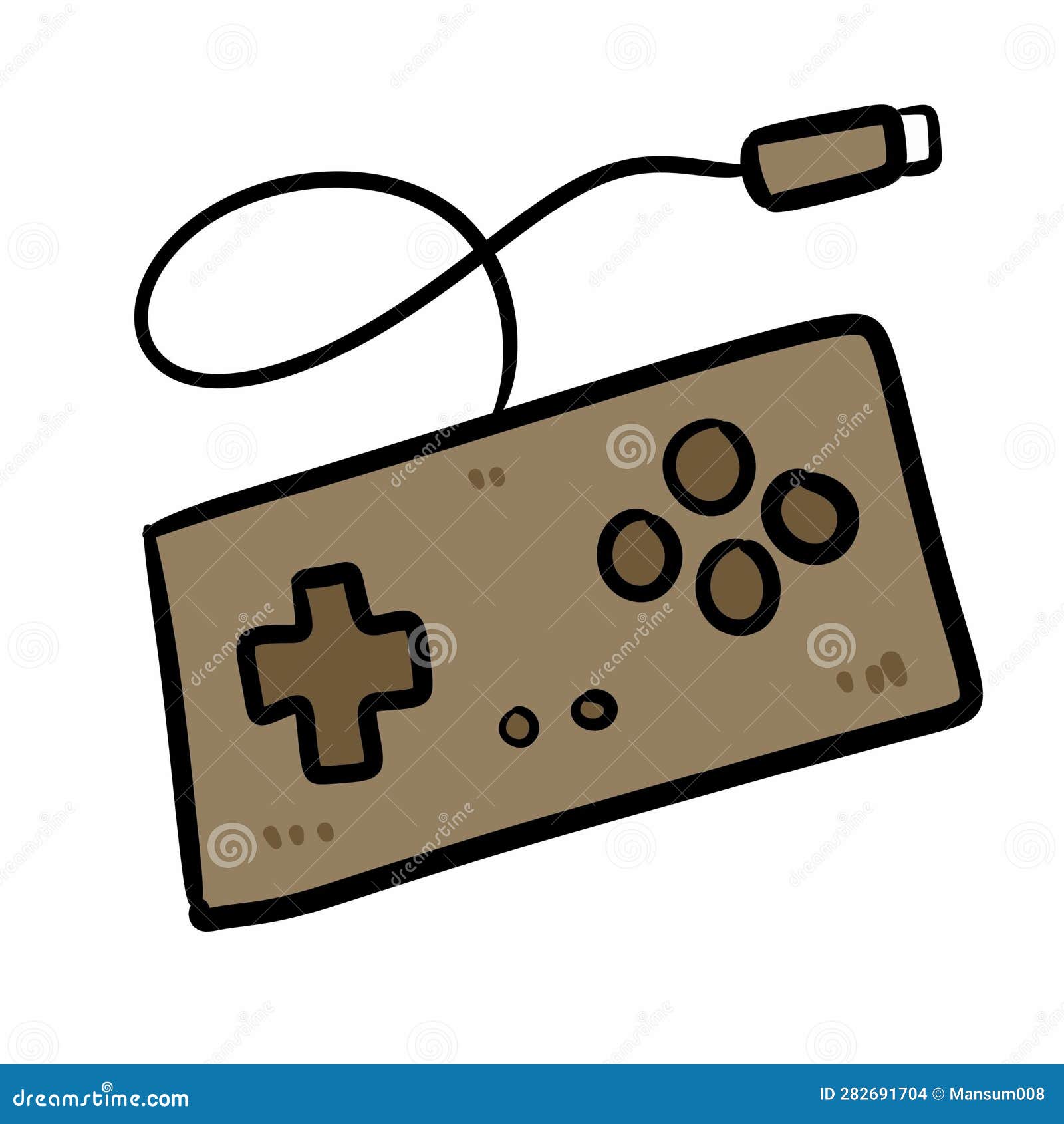 Retro Cartoon Doodle Style of a Video Game Controller Stock ...