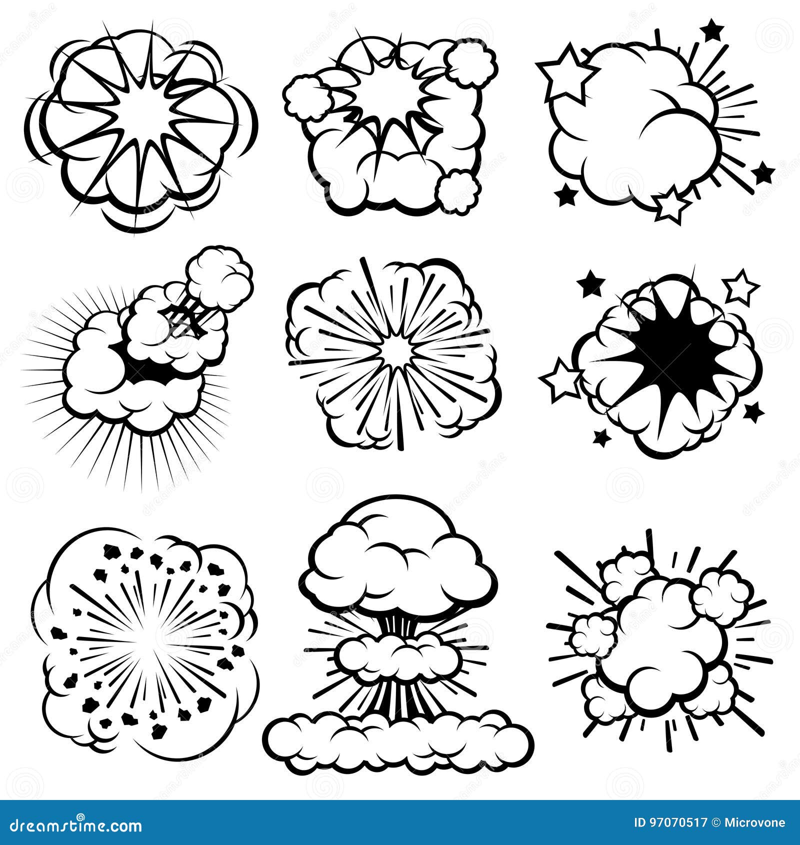 Comic Smoke. Smoke Puffs Vfx, Energy Explosion Effect And Cartoon Blast ...