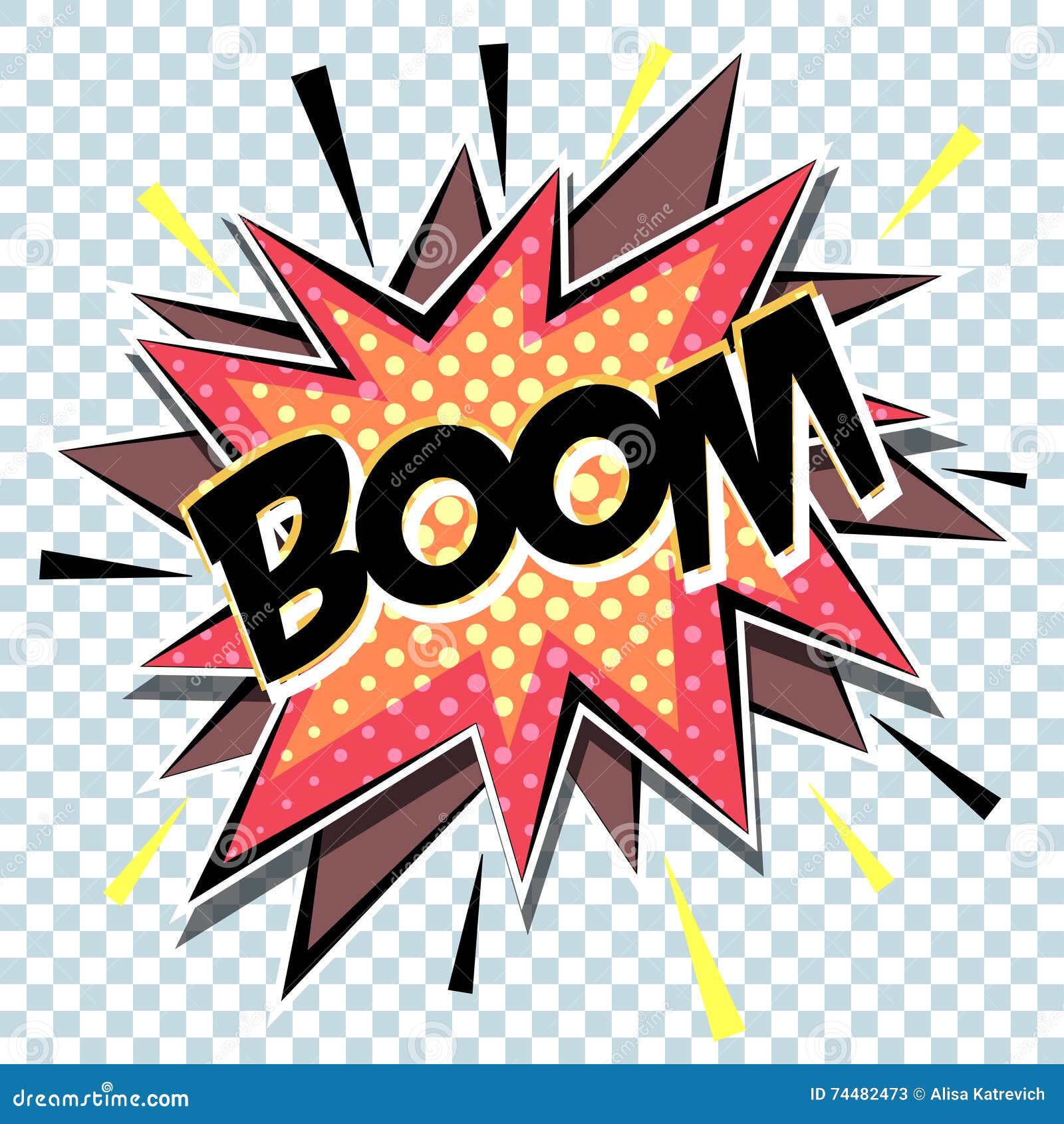 Comic Boom Flame. Bang Burst Explode Dynamite With Smoke. Lit Match And ...